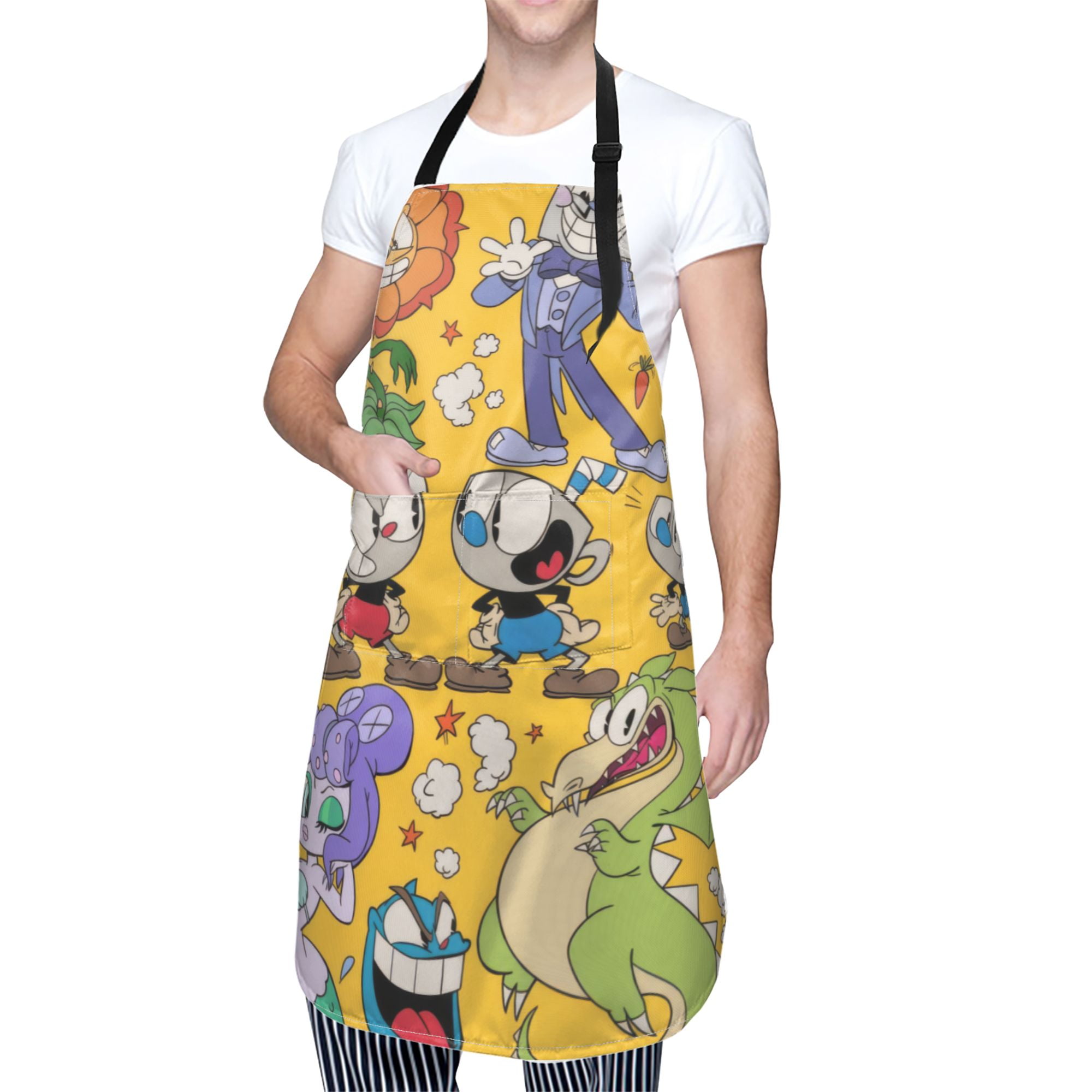 Cup-Head Waterproof Apron with 2 Pockets for Men Women, Adjustable Chef ...