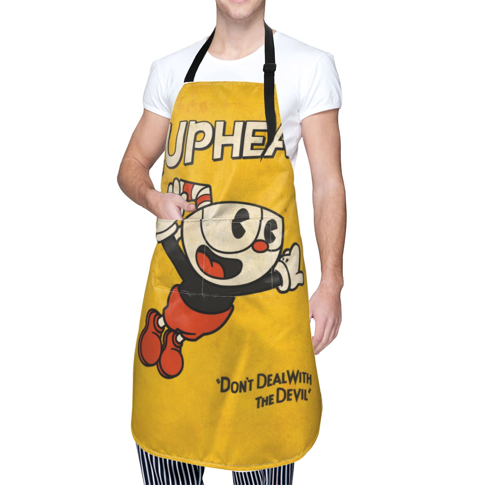 Cup-Head Waterproof Apron with 2 Pockets for Men Women, Adjustable Chef ...