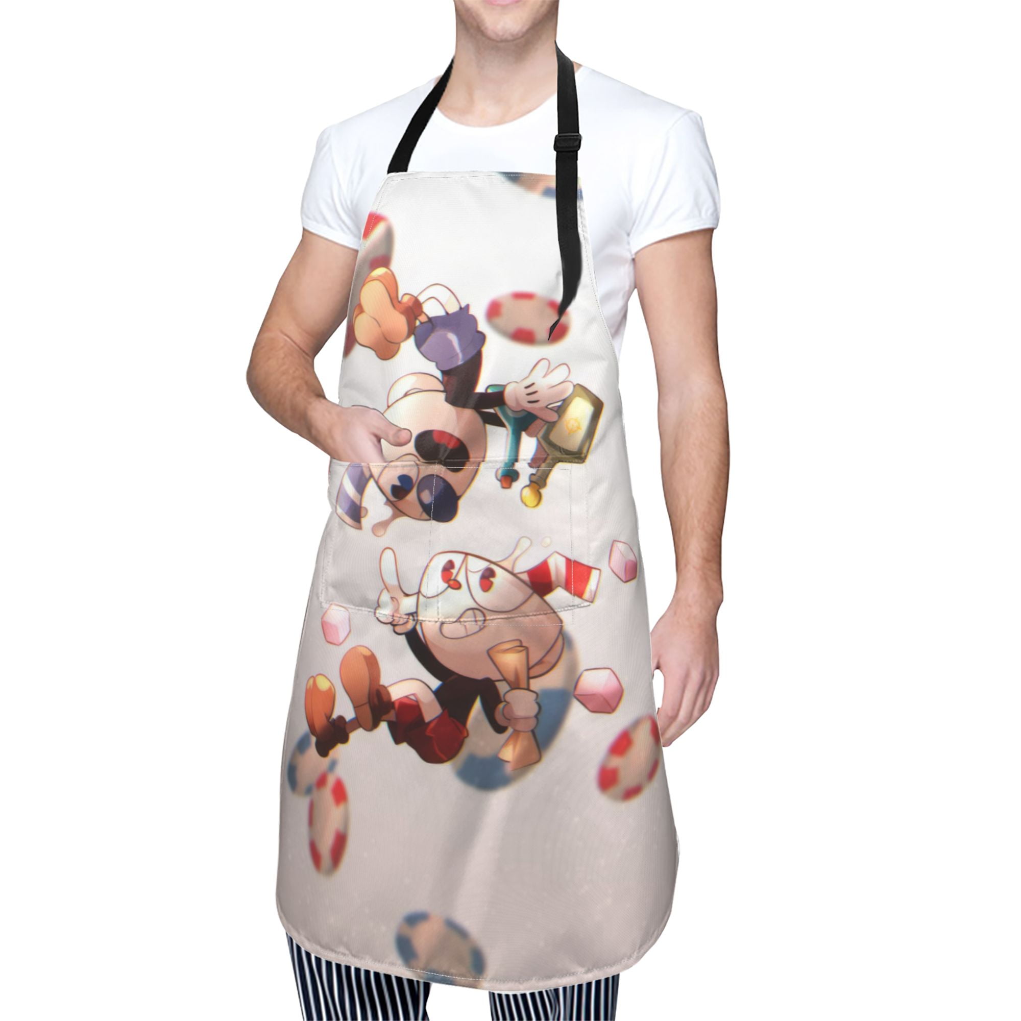 Cup-Head Waterproof Apron with 2 Pockets for Men Women, Adjustable Chef ...