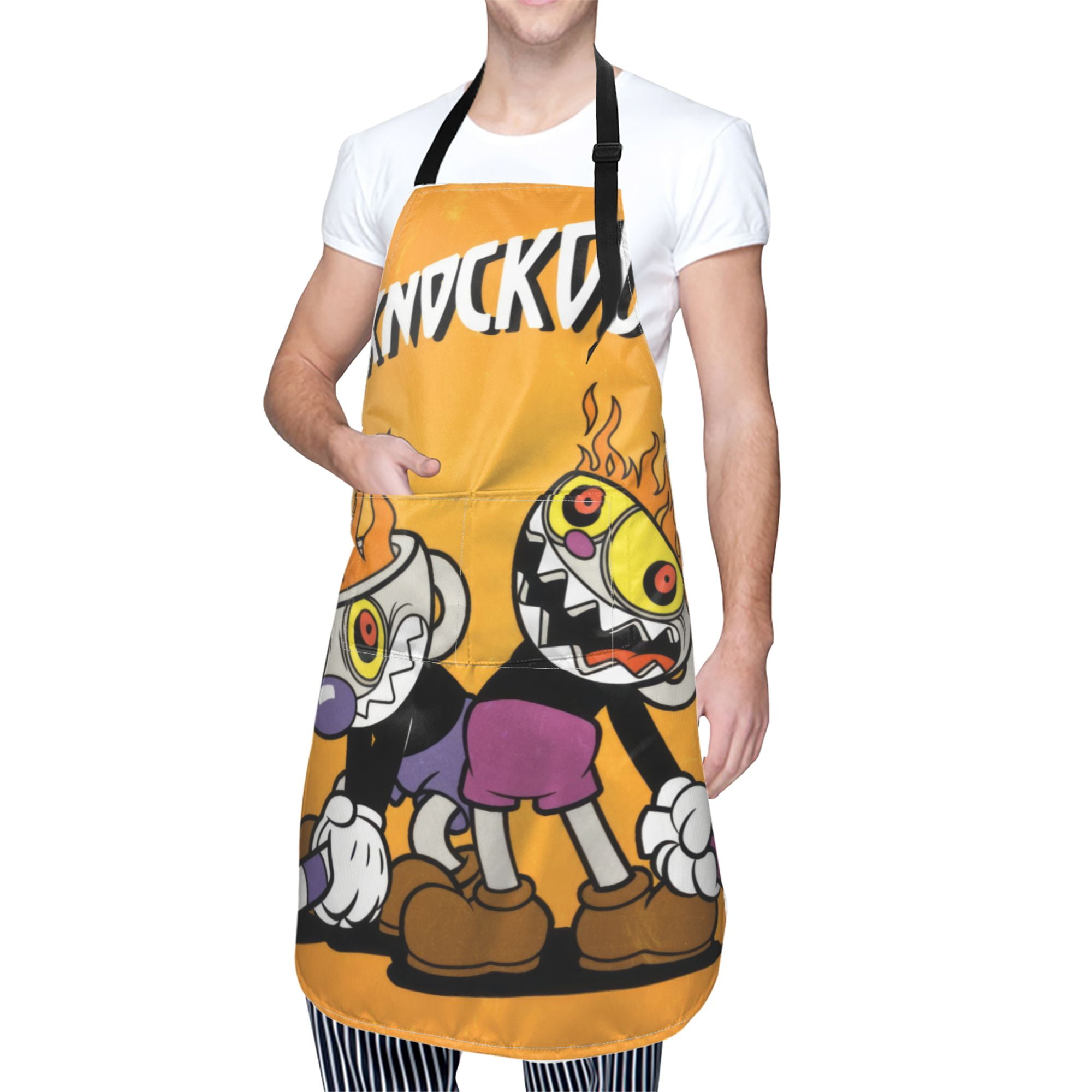 Cup-Head Waterproof Apron with 2 Pockets for Men Women, Adjustable Chef ...
