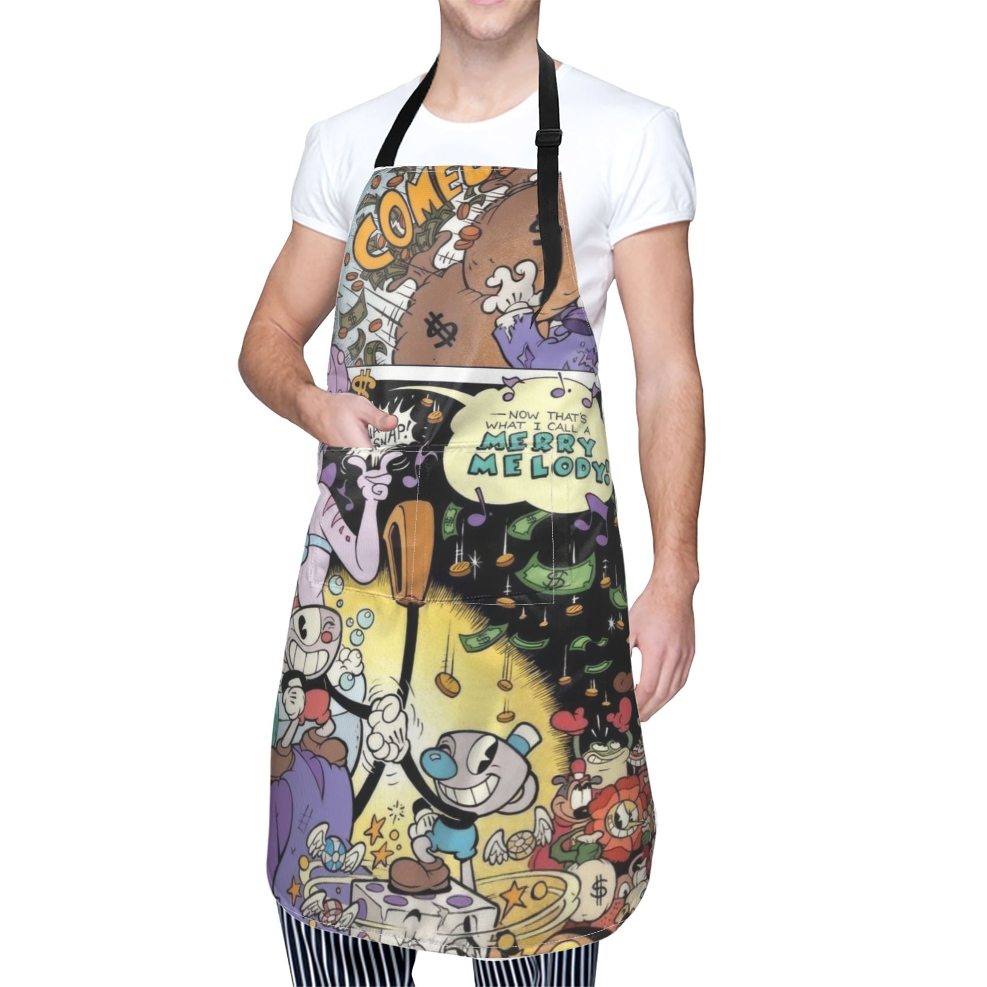 Cup-Head Waterproof Apron with 2 Pockets for Men Women, Adjustable Chef ...