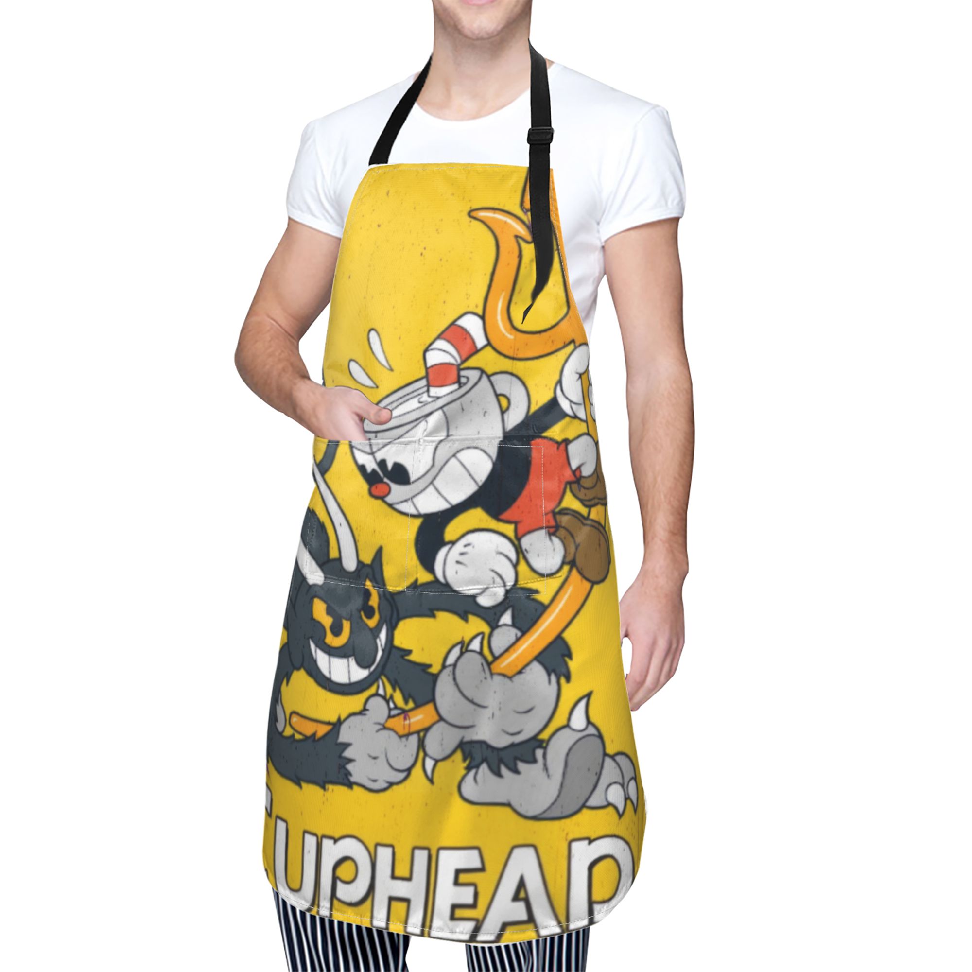 Cup-Head Waterproof Apron with 2 Pockets for Men Women, Adjustable Chef ...