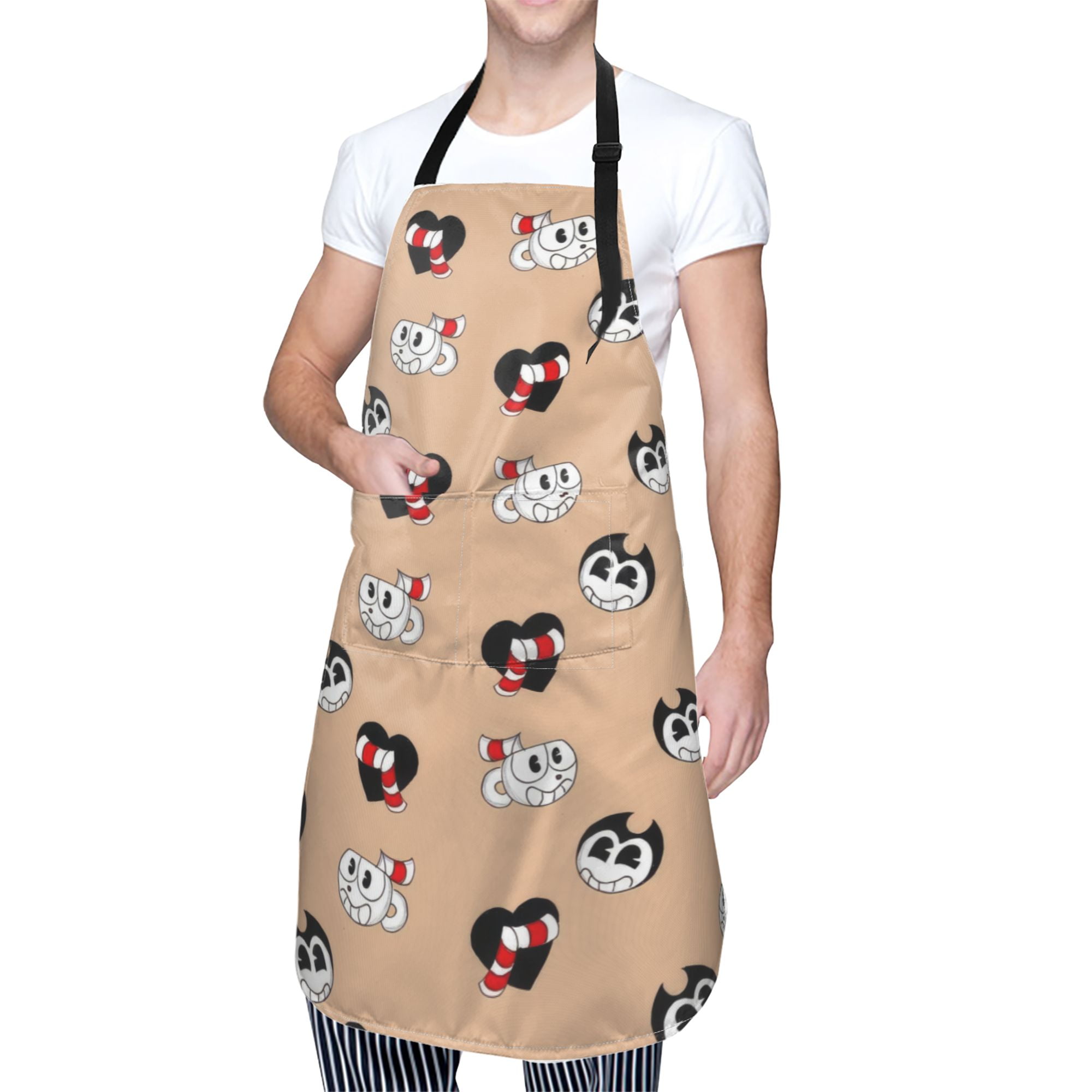 Cup-Head Waterproof Apron with 2 Pockets for Men Women, Adjustable Chef ...