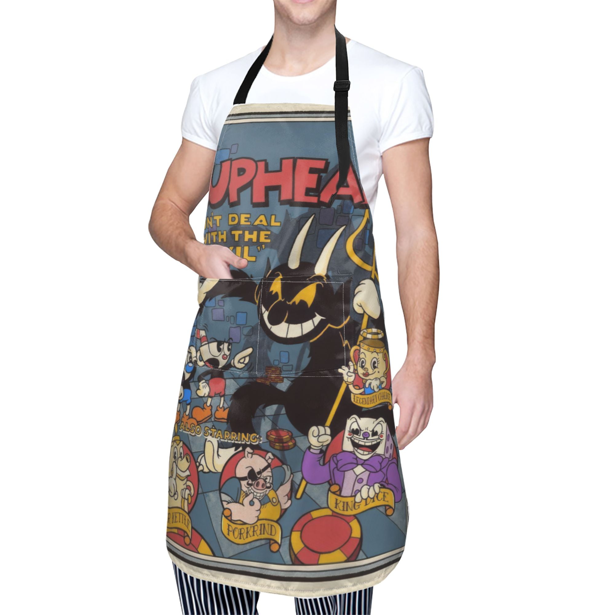 Cup-Head Waterproof Apron with 2 Pockets for Men Women, Adjustable Chef ...