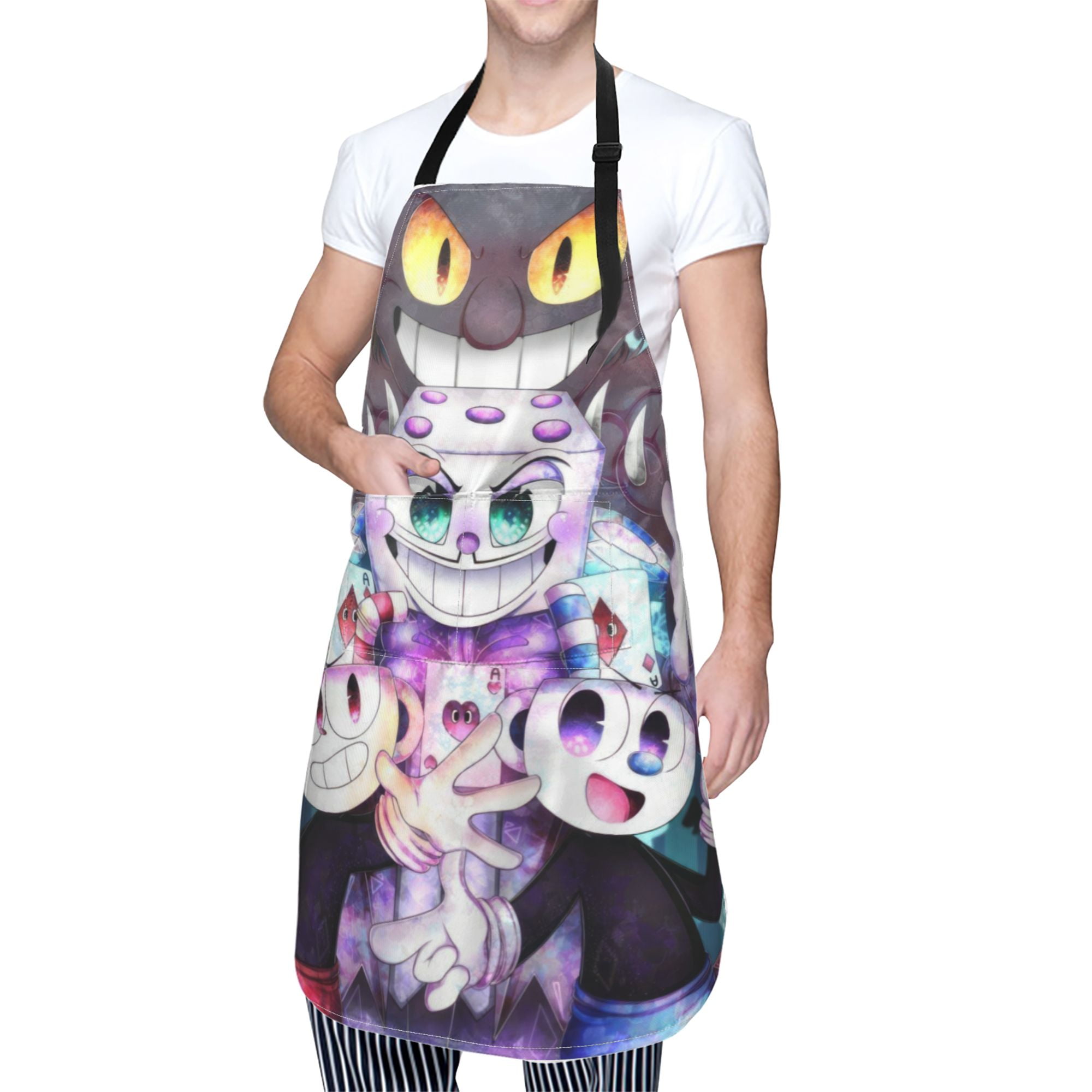 Cup-Head Waterproof Apron with 2 Pockets for Men Women, Adjustable Chef ...