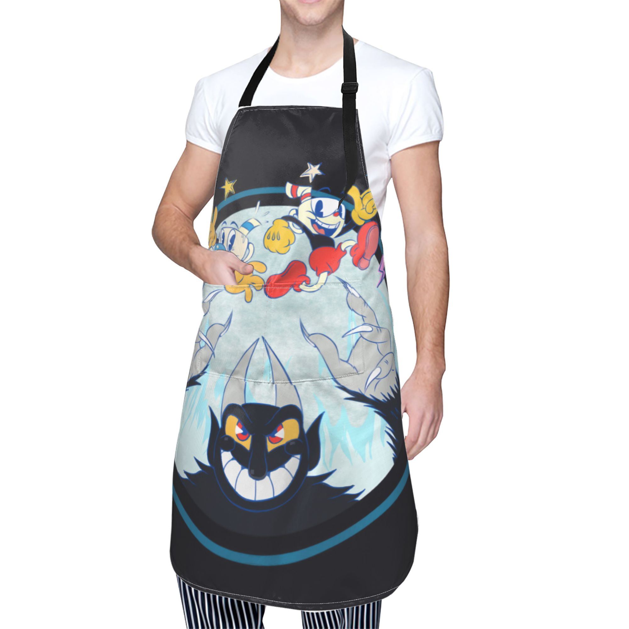 Cup-Head Waterproof Apron with 2 Pockets for Men Women, Adjustable Chef ...