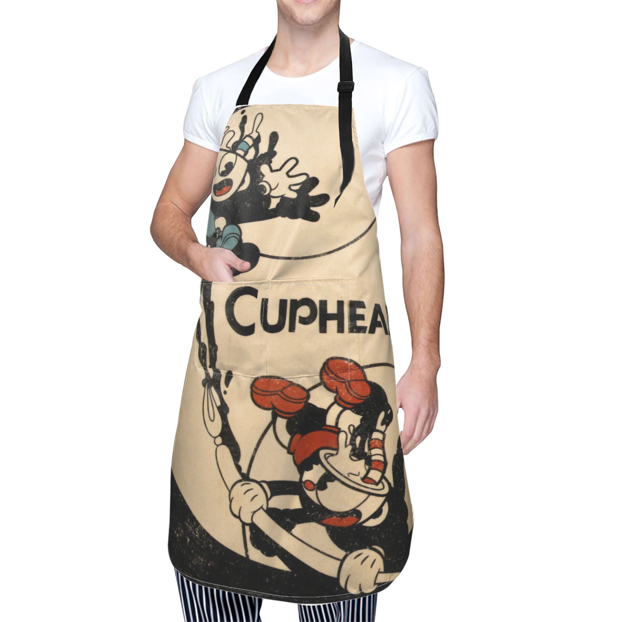Cup-Head Waterproof Apron with 2 Pockets for Men Women, Adjustable Chef ...