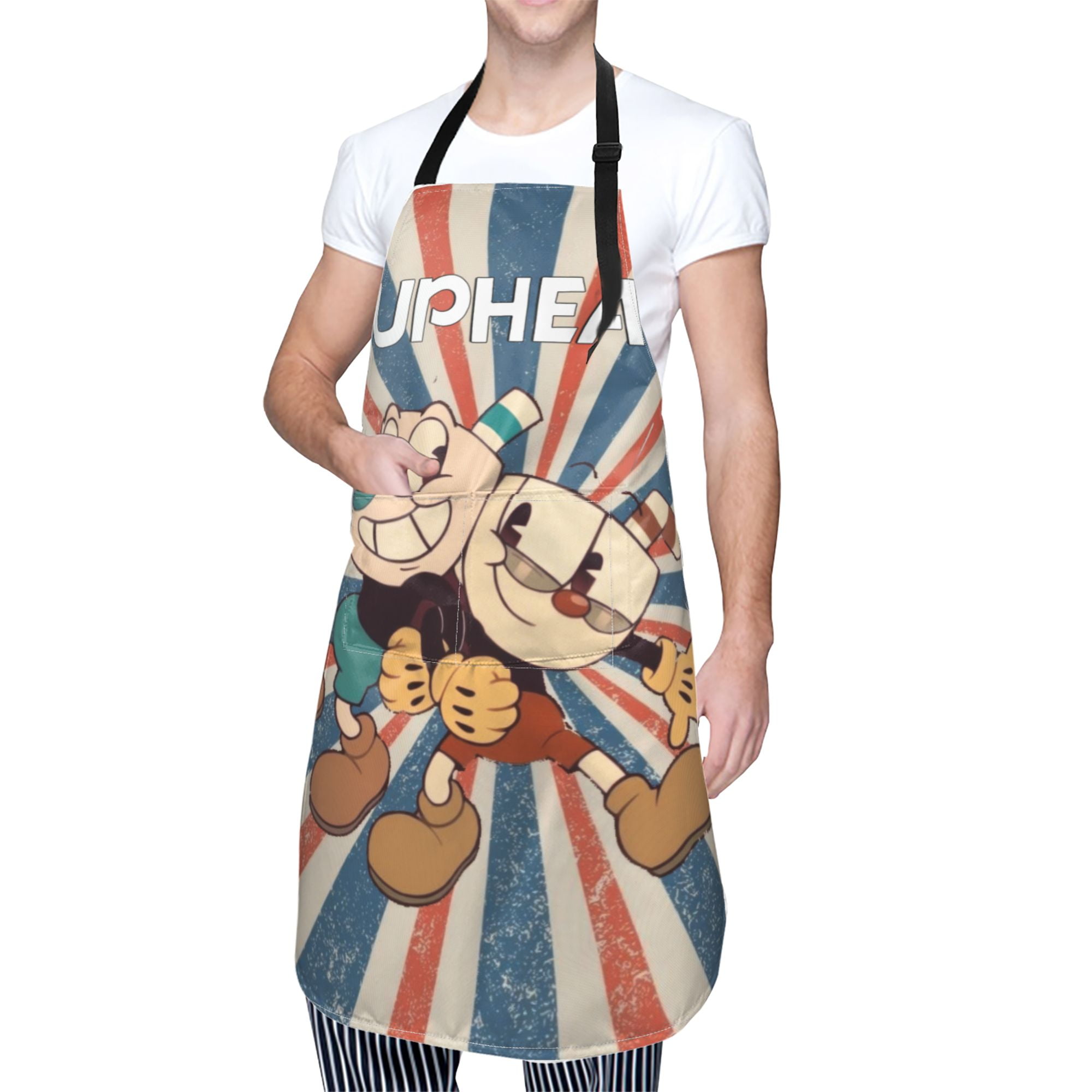Cup-Head Waterproof Apron with 2 Pockets for Men Women, Adjustable Chef ...