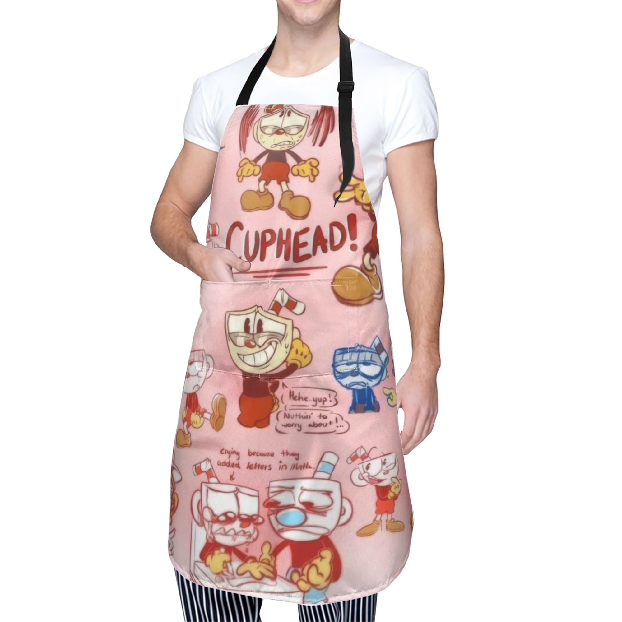 Cup-Head Waterproof Apron with 2 Pockets for Men Women, Adjustable Chef ...