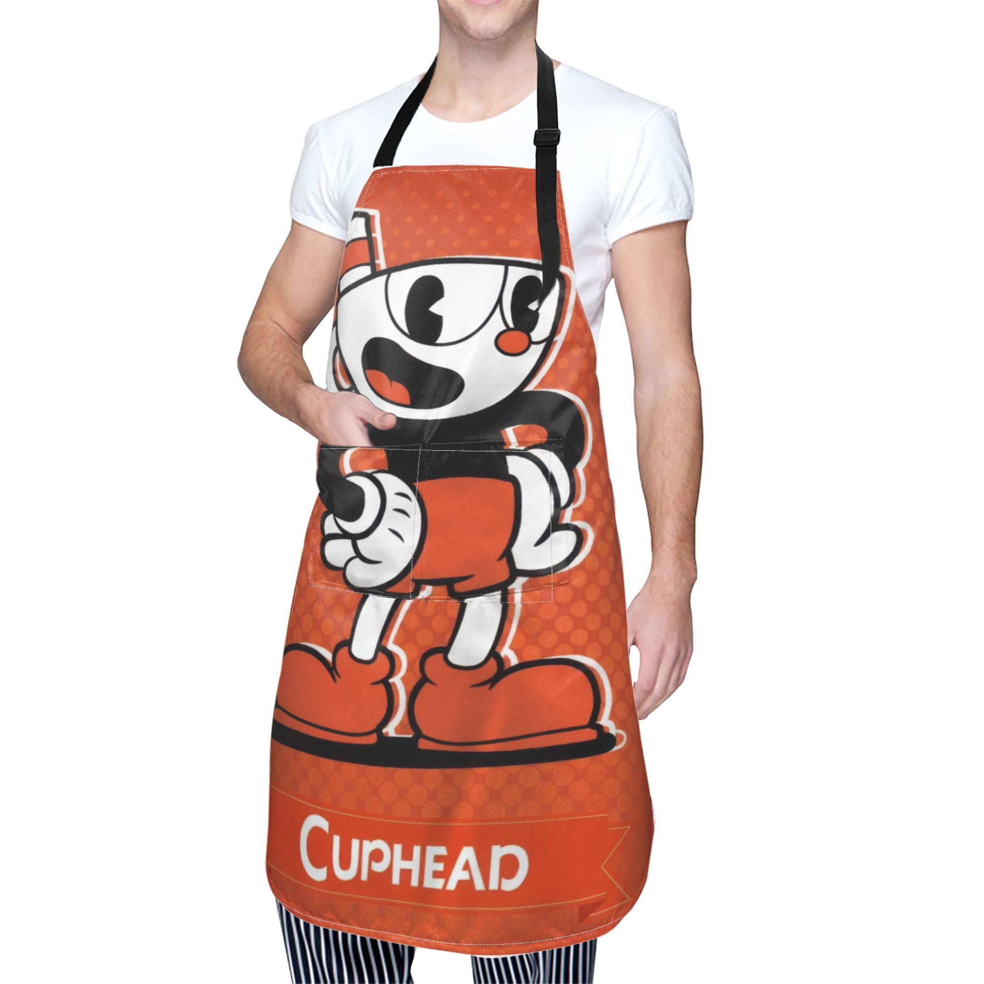 Cup-Head Waterproof Apron with 2 Pockets for Men Women, Adjustable Chef ...