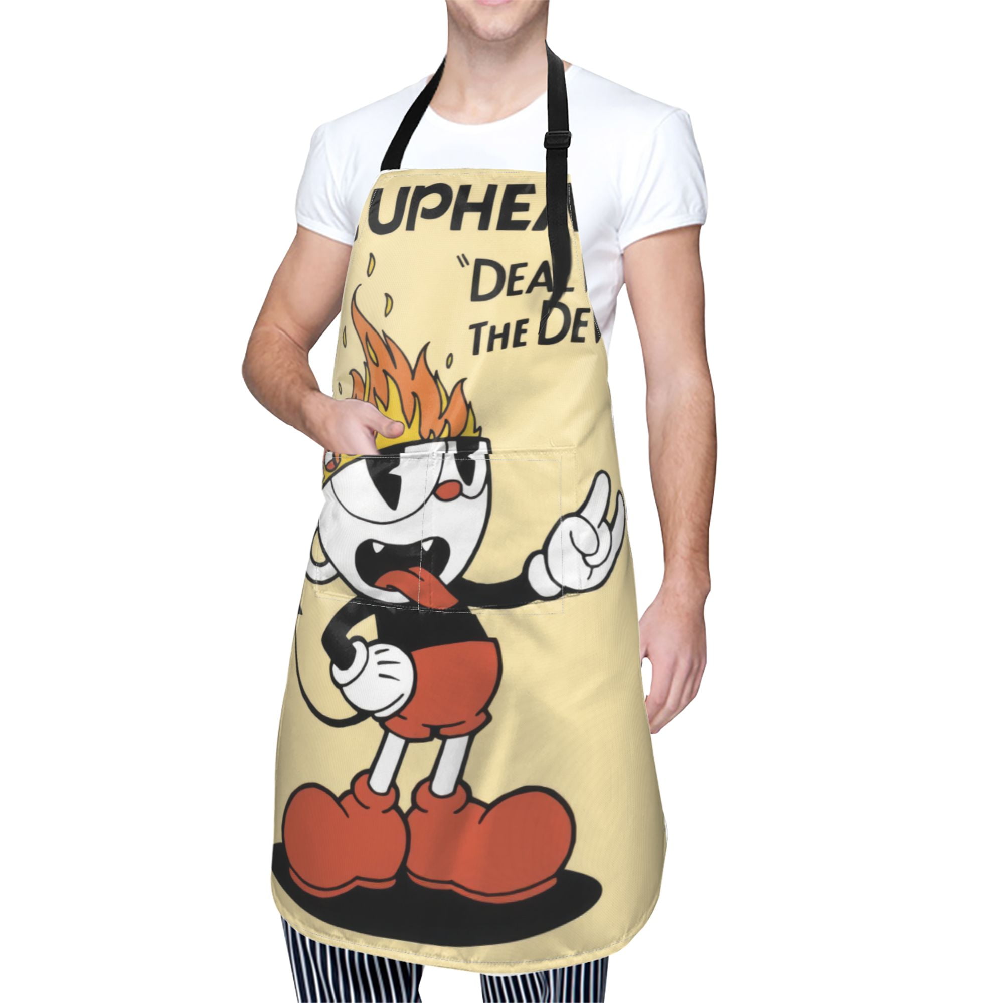 Cup-Head Waterproof Apron with 2 Pockets for Men Women, Adjustable Chef ...