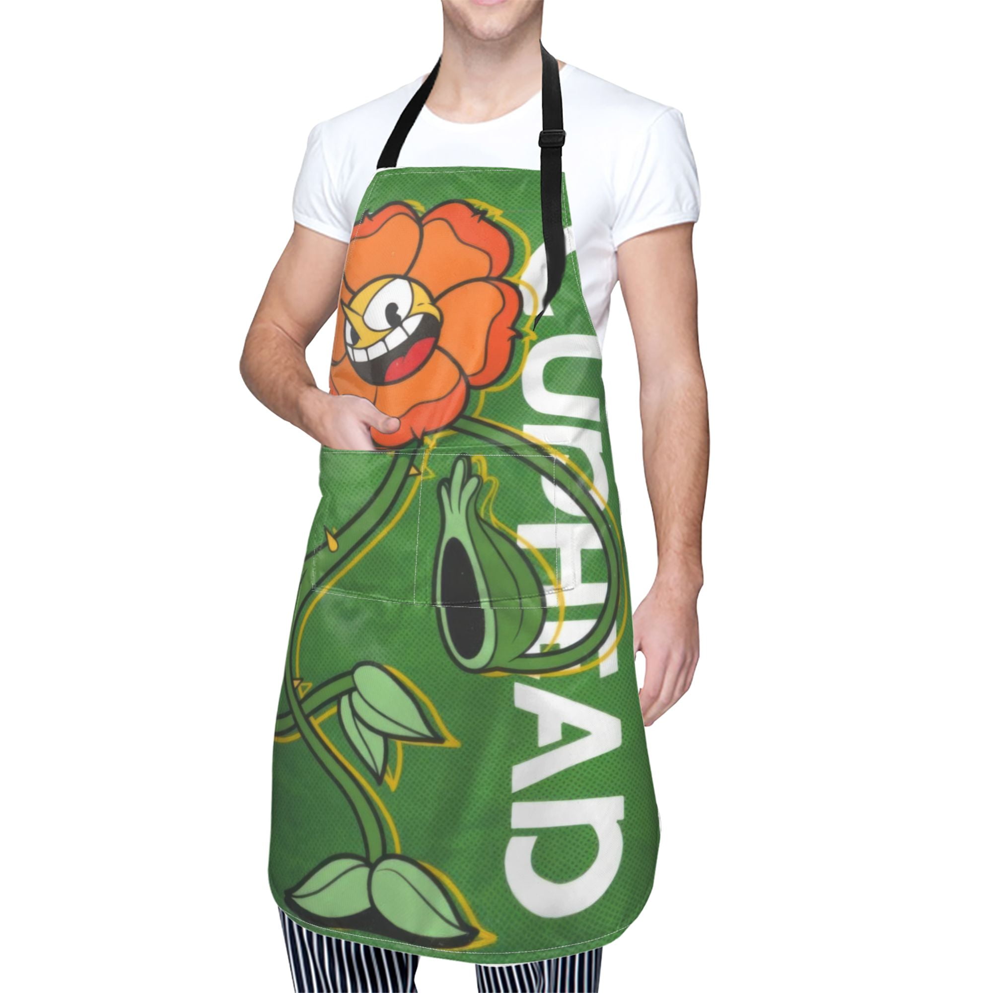 Cup-Head Waterproof Apron with 2 Pockets for Men Women, Adjustable Chef ...