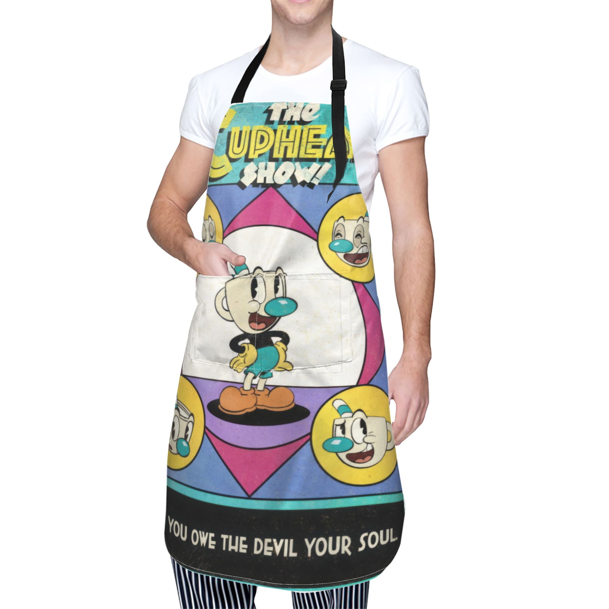 Cup-Head Waterproof Apron with 2 Pockets for Men Women, Adjustable Chef ...