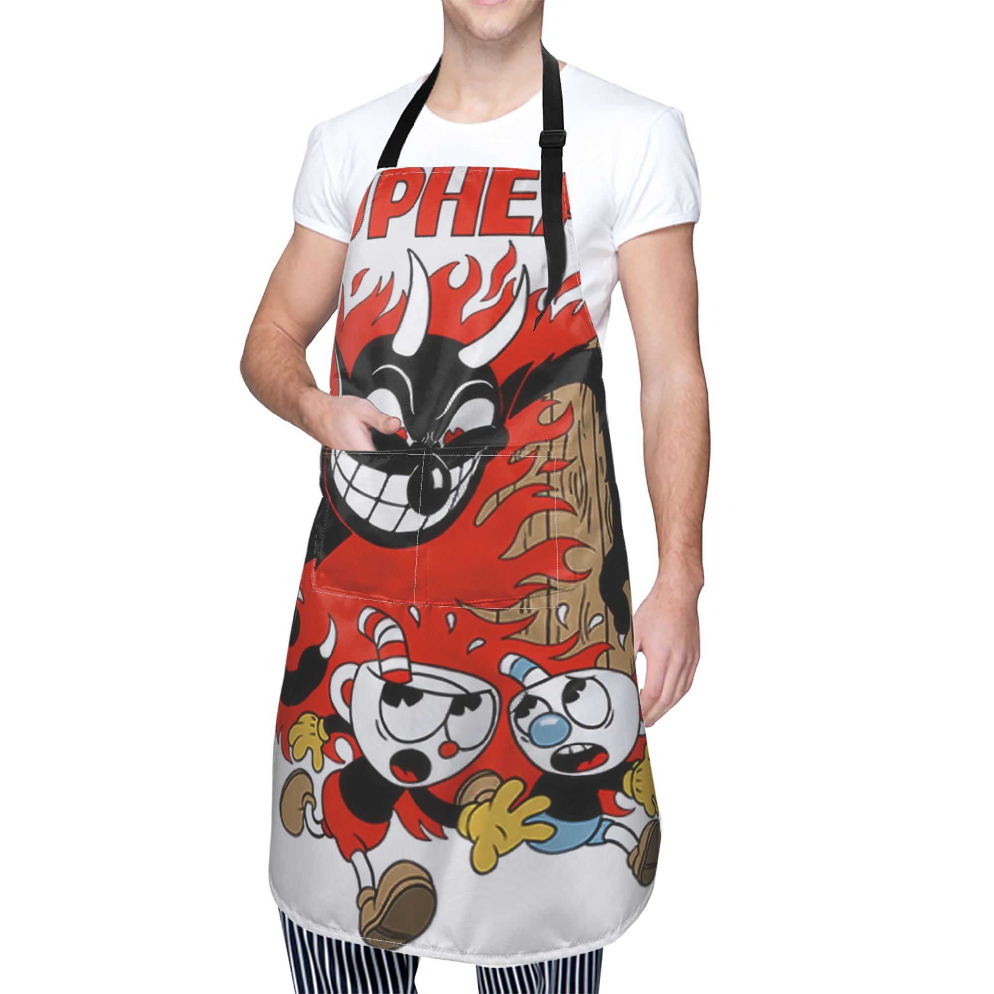Cup-Head Waterproof Apron with 2 Pockets for Men Women, Adjustable Chef ...