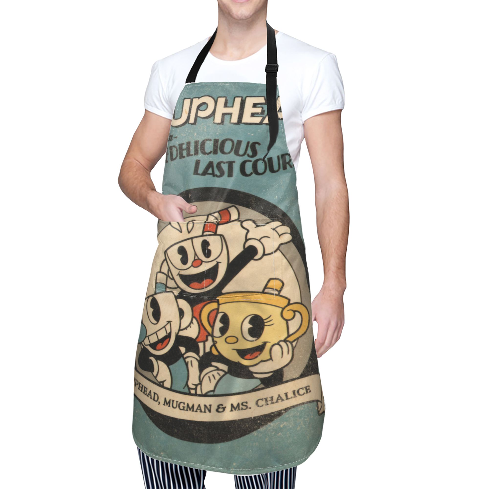 Cup-Head Waterproof Apron with 2 Pockets for Men Women, Adjustable Chef ...