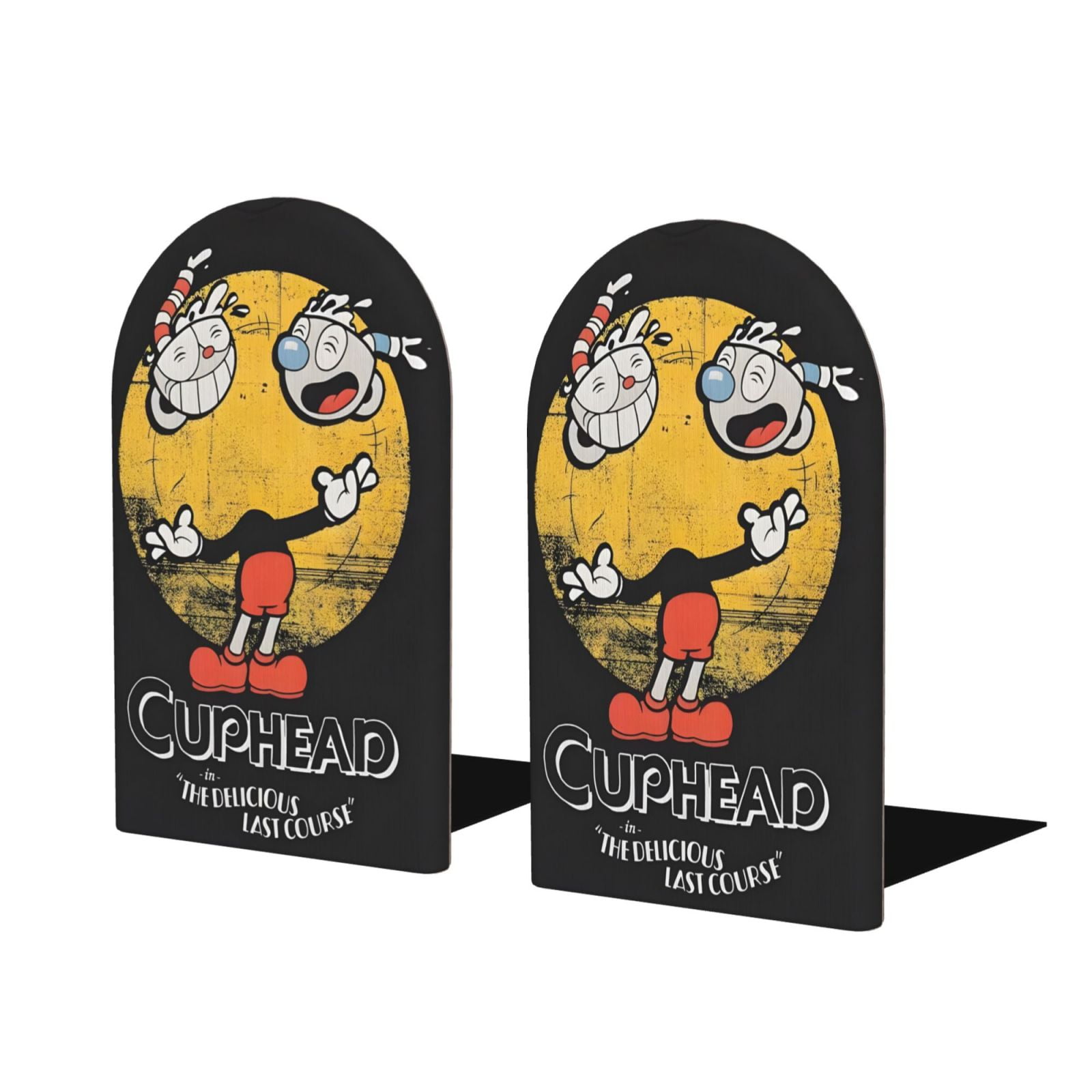Cuphead Wood Bookends, Non-Skid Bookend For Shelves Office Book Stand ...
