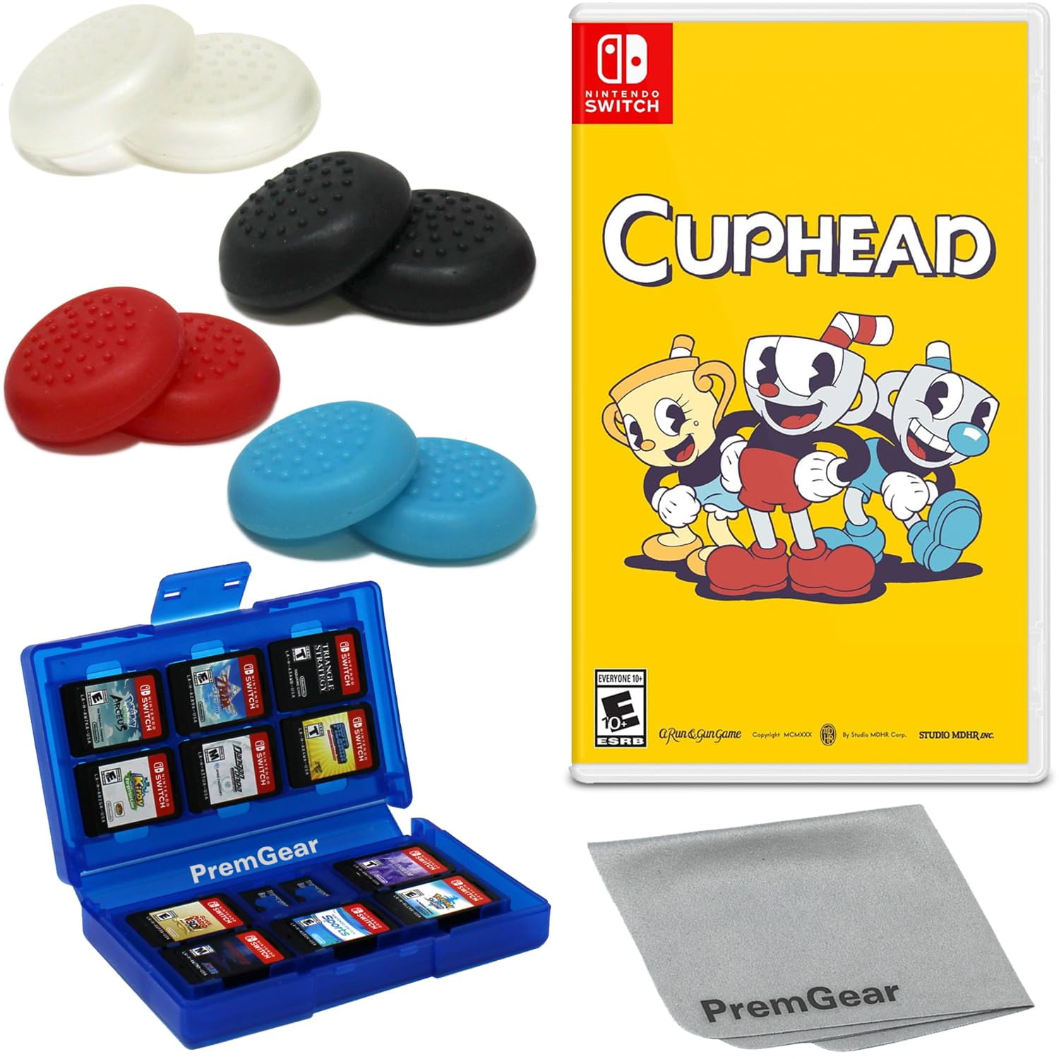 Cuphead for Nintendo Switch, with PremGear Thumb Grips (8 pack - Black ...