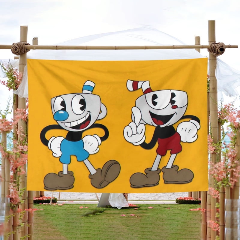 Cuphead pattern wall hanging 50*60 inches high-quality peach skin ...