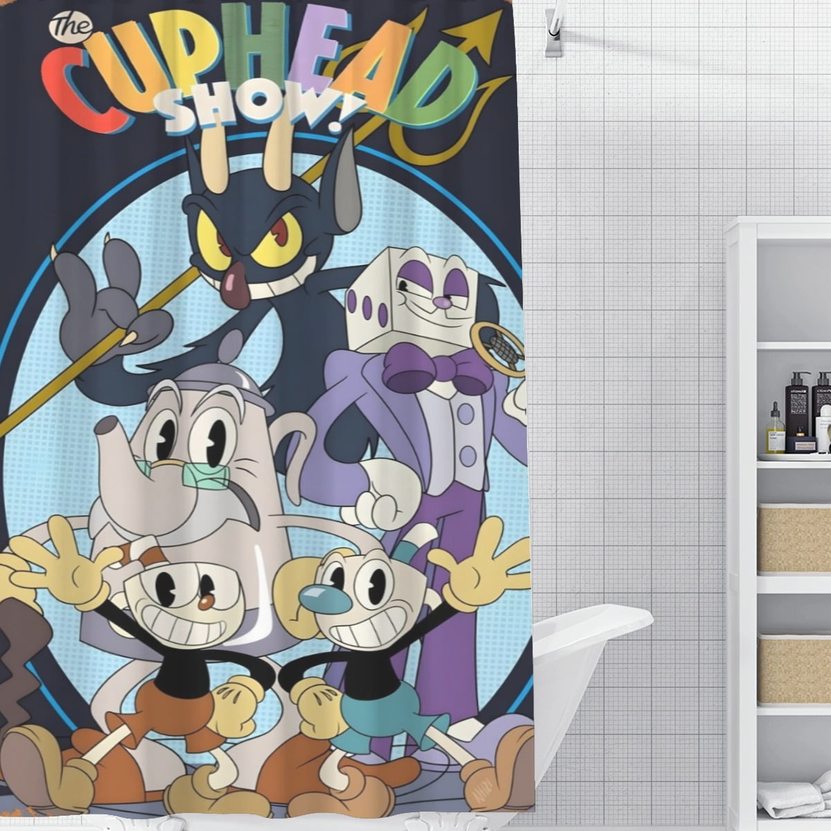 Cuphead-theme Bathroom Shower Curtain Home Decor,Bath Curtains Durable Waterproof Bath Curtain ...