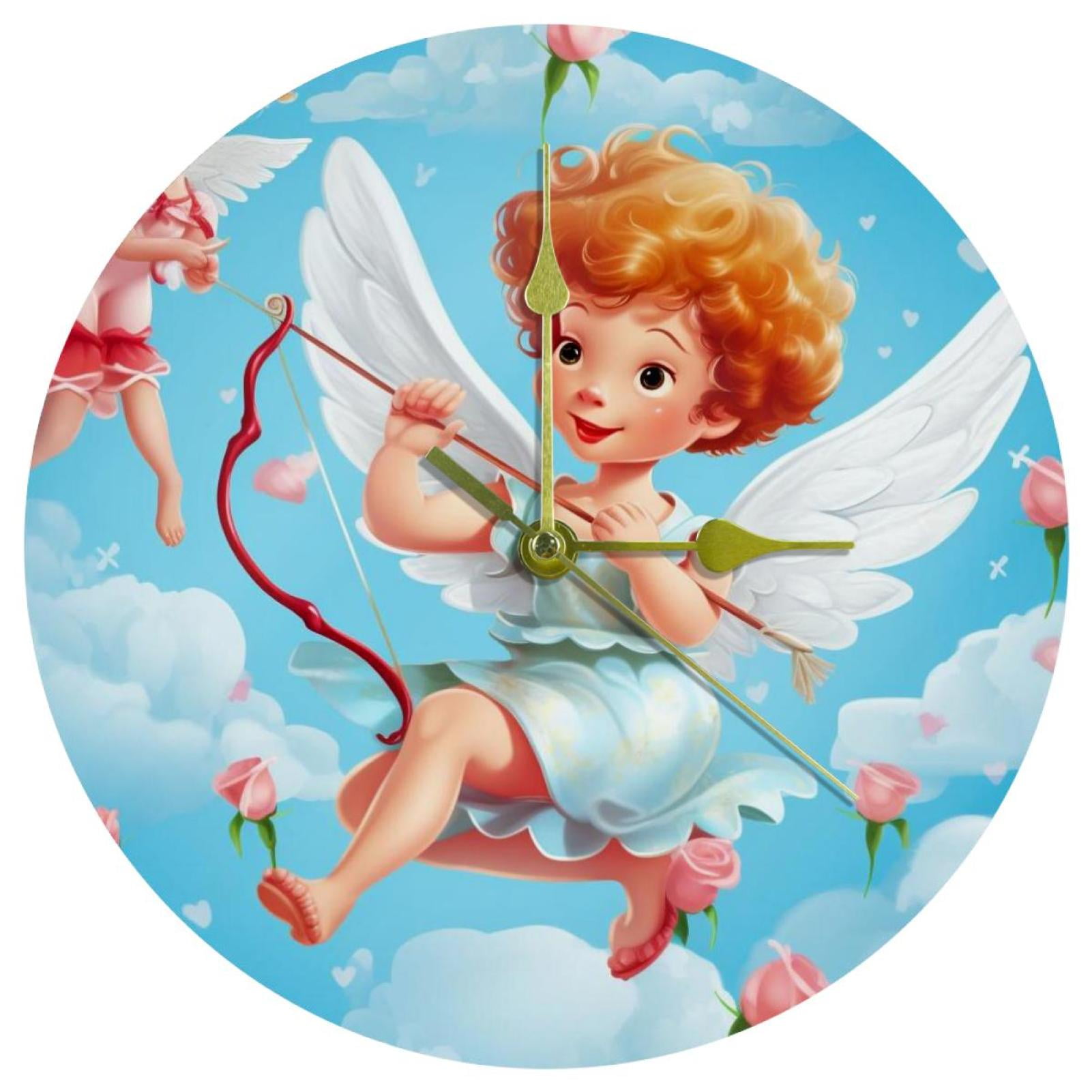 Cupid 9.8 Inch Round Acrylic Wall Clock - Silent Non Ticking Battery ...