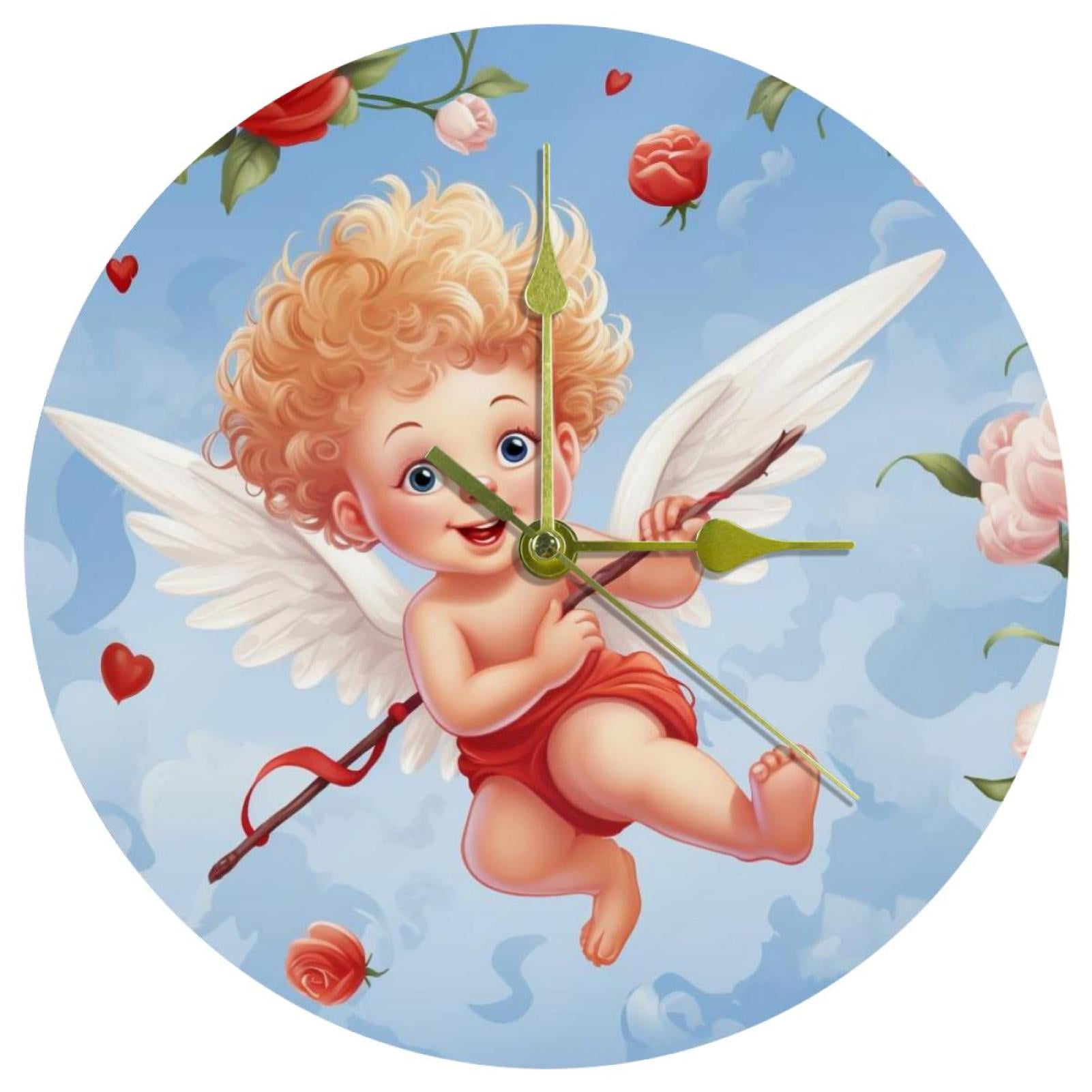 Cupid 9.8 Inch Round Acrylic Wall Clock, Silent Non-Ticking Battery ...