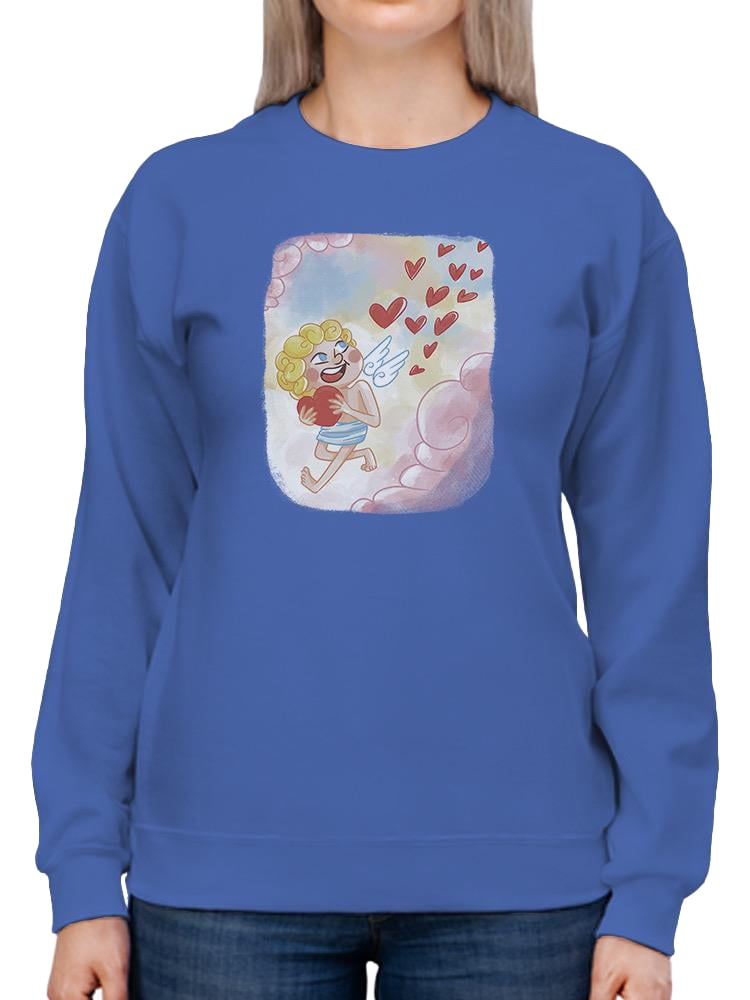 Cupid And Hearts Sweatshirt Women -Smartprints Designs, Female Large ...