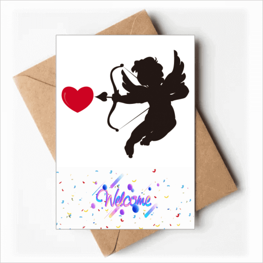 Cupid Angel Love Heart Pattern Welcome Back Greeting Cards Envelopes ...