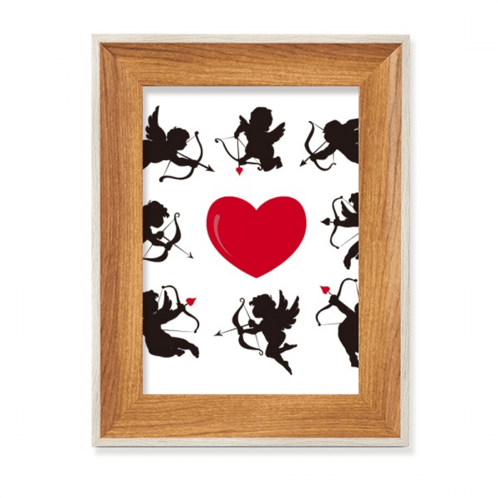 Cupid Angel Red Heart Conation Pattern Desktop Wooden Photo Frame ...