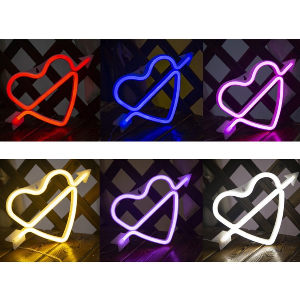 Cupid Bow Neon Light LED Heart Design Decorative Lamp Night Lights ...
