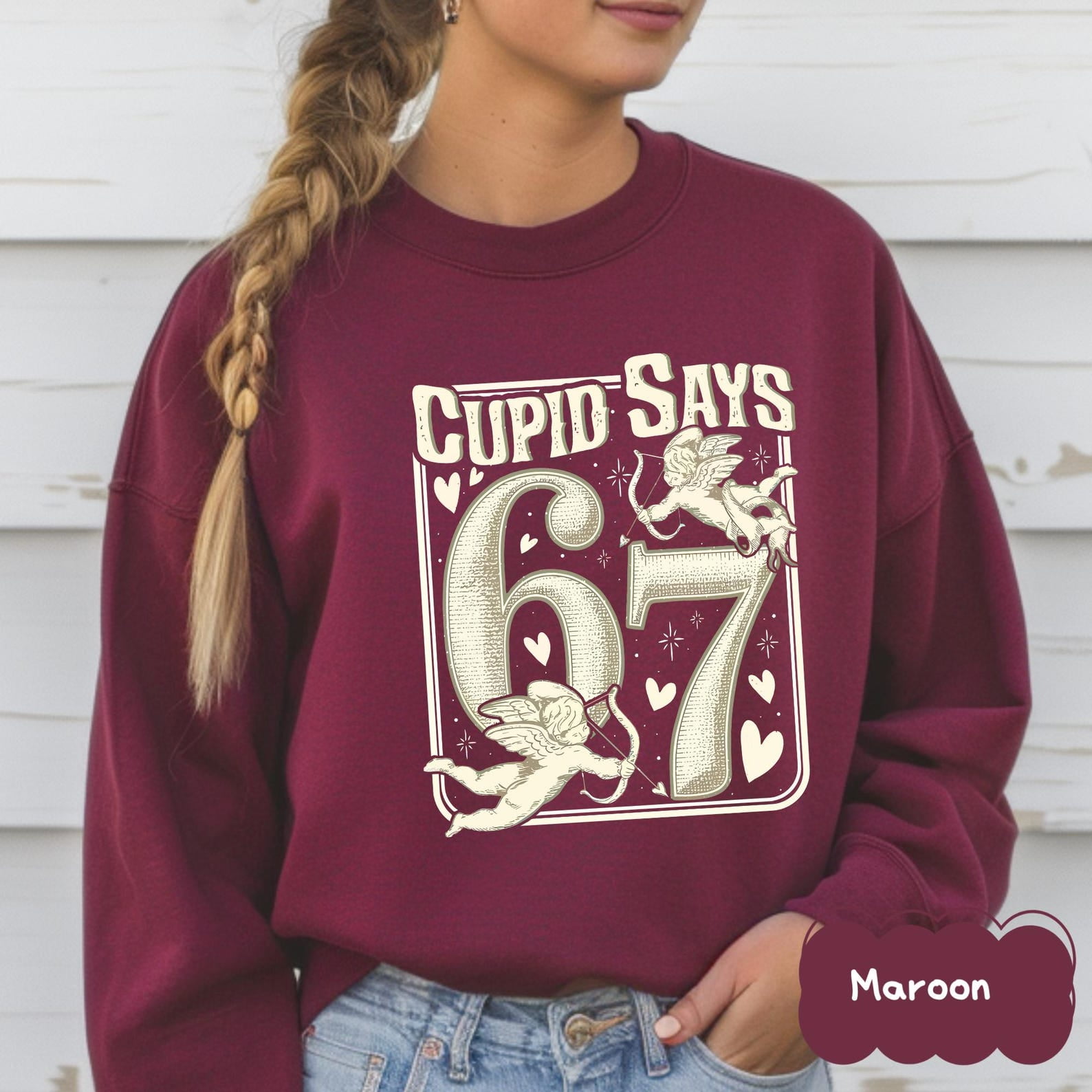 Cupid Days 67 Retro Love Graphic Sweater, Funny 6 7 Valentines Day ...