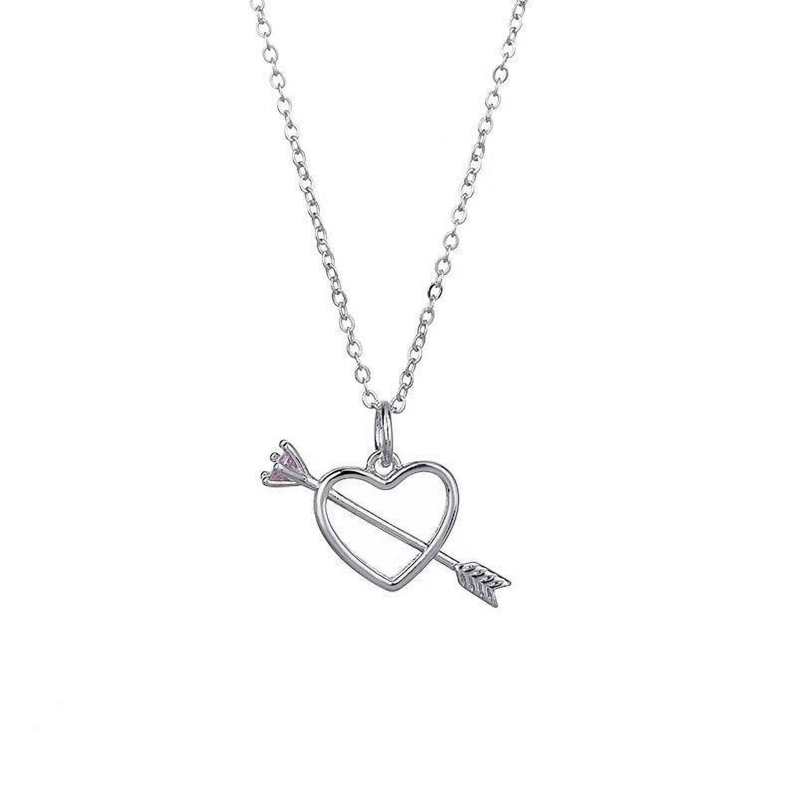 Cupid Heart Pink Diamond Necklace Women Diamond One Arrow Through the ...