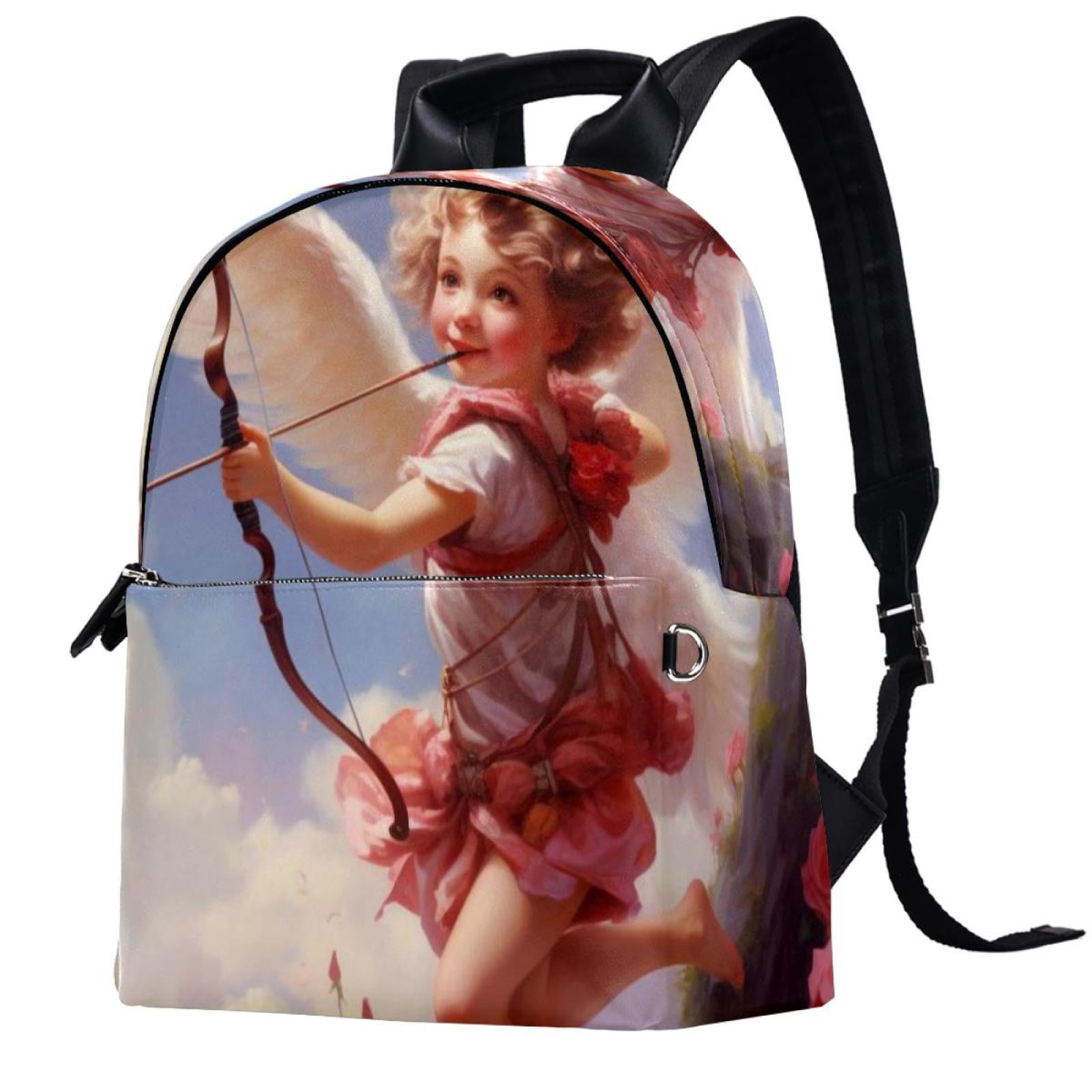 Cupid Leather Duffle Backpack with Adjustable Shoulder Straps, Large Capacity, Printed Design ...