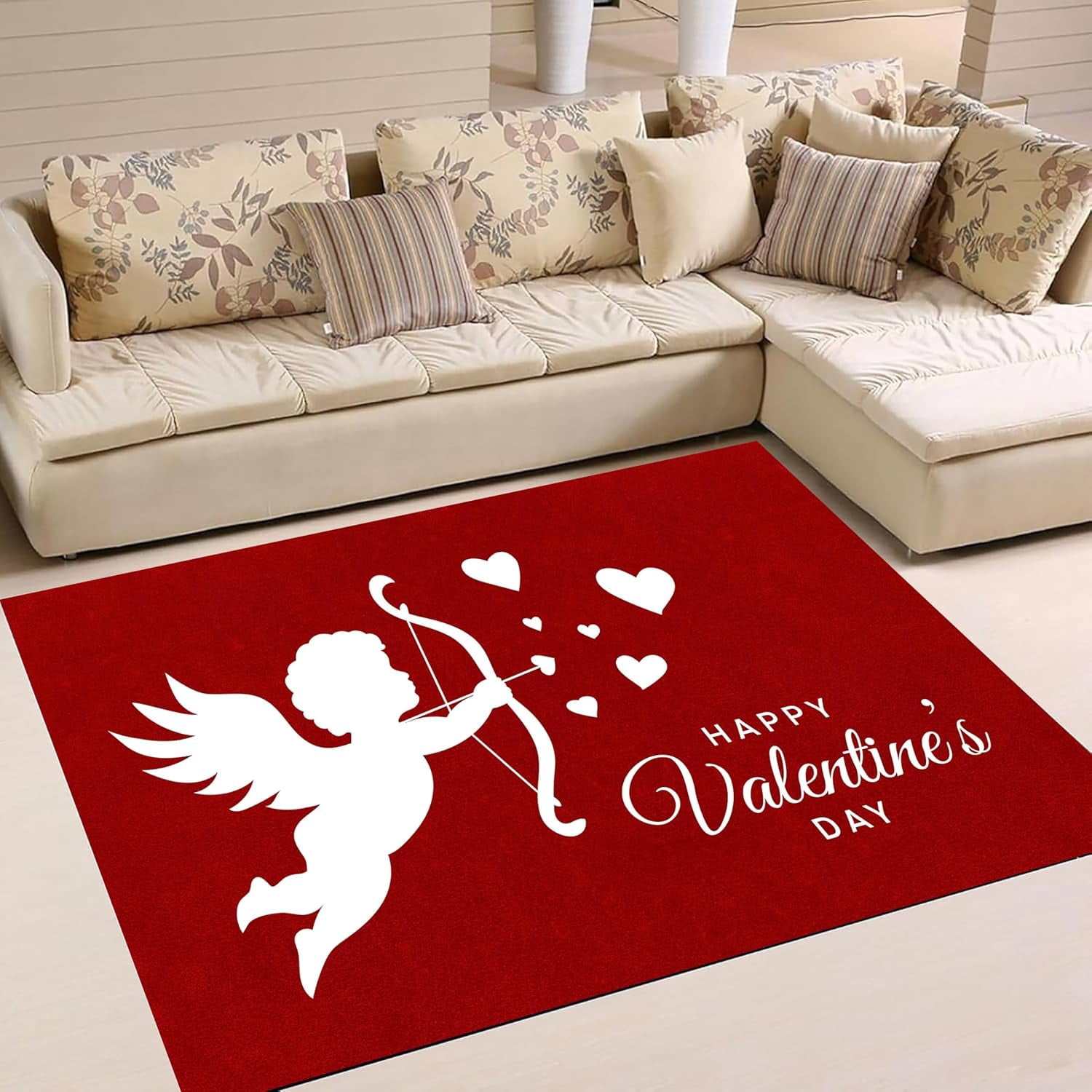 Cupid Love Area Rugs, 4x5ft, Eros Bless Red Rug, Happy Valentine''s Day ...