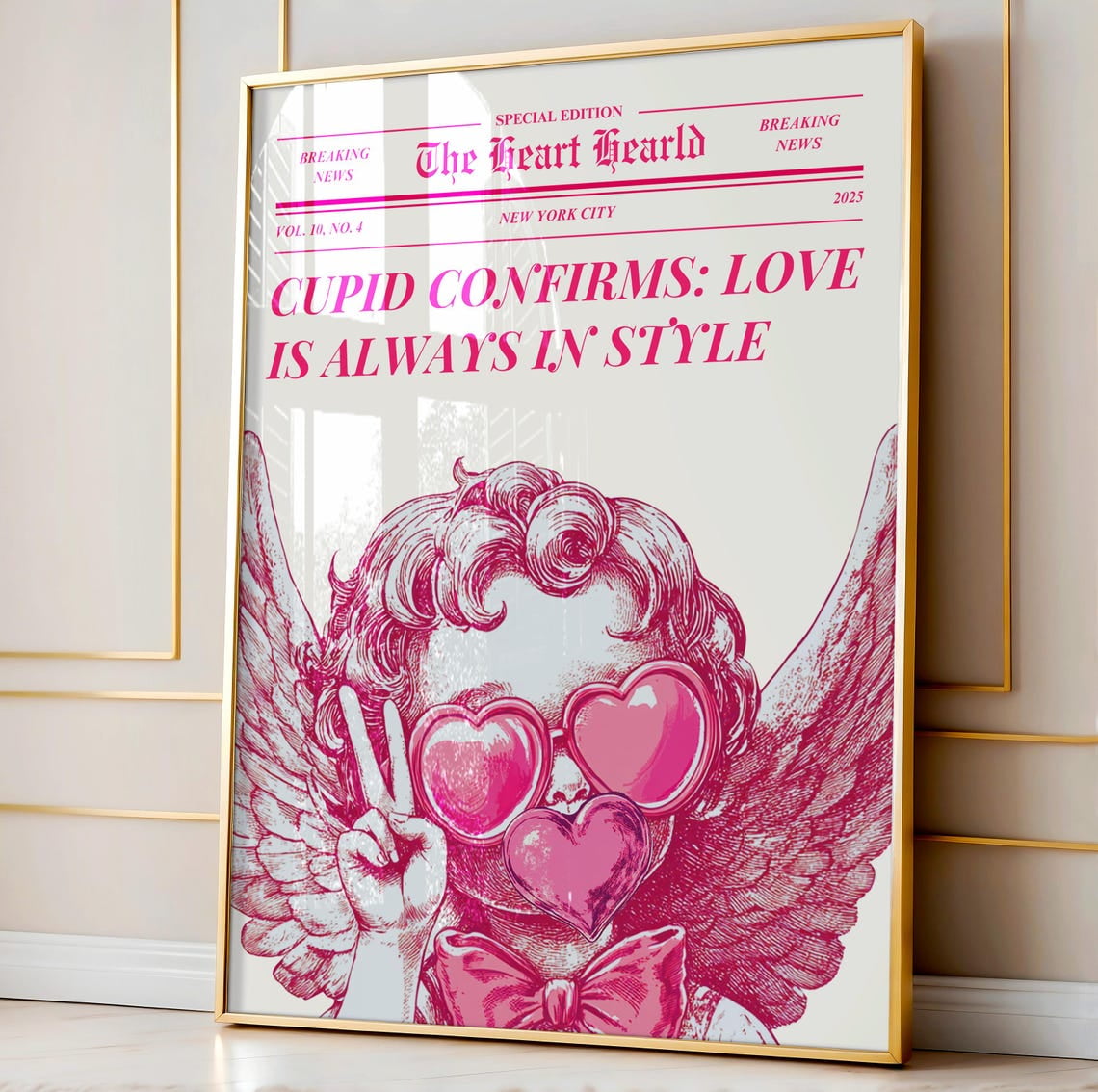 Cupid Newspaper Art Print, Valentine'S Day Decor Home Decor #2638 ...