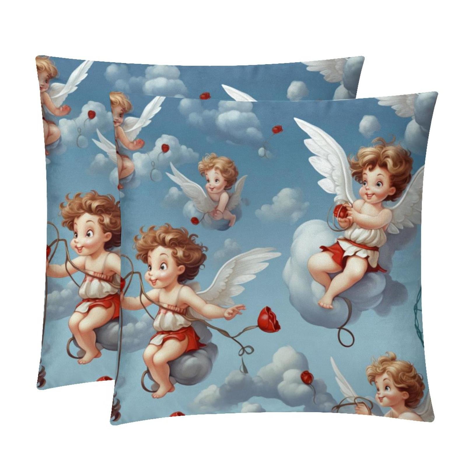 Cupid Pillow Covers Inserts Set of 2, Bed Pillow with Unique Patterns ...