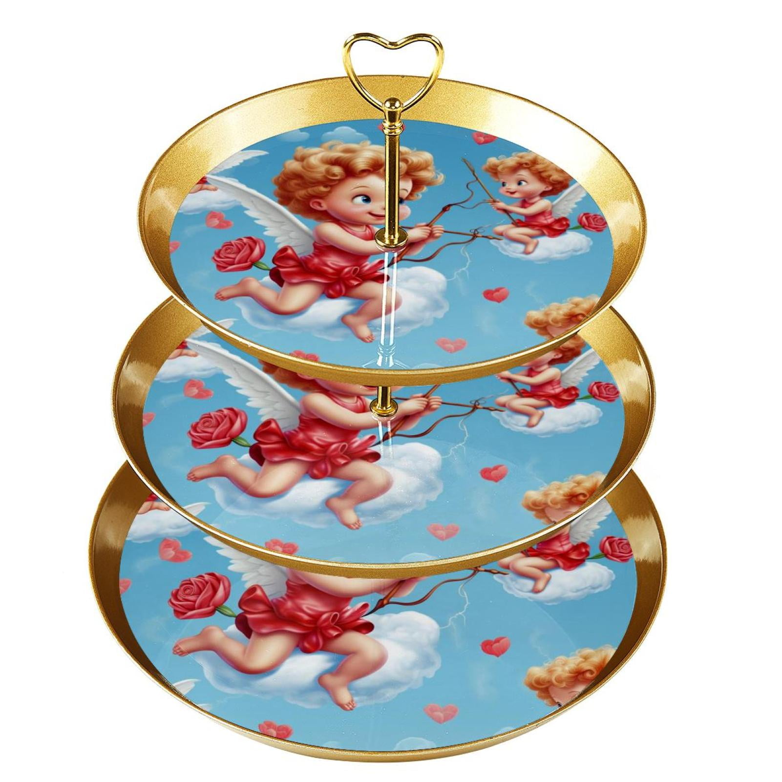 Cupid Plastic Discs and Iron Pillar Dessert Table Stand with Three Size ...