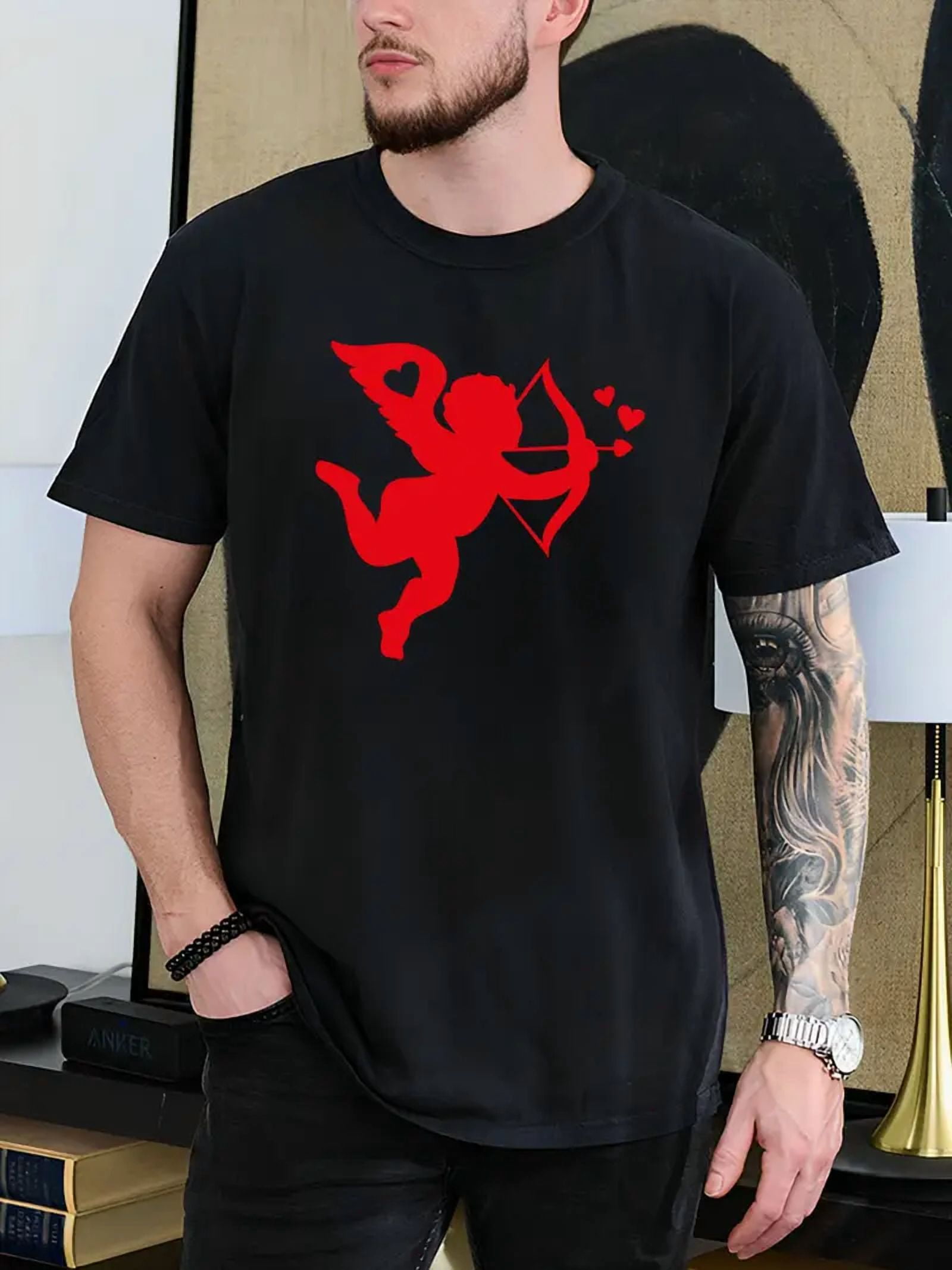 Cupid'S Arrow Print T-Shirt | 100%, Breathable and Comfortable, Black ...