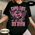 Cupid Says 6 7 Retro Valentine Back Print Graphic Tee, Minimal Number ...