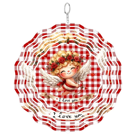 Cupid Valentine Angel Stained Glass Suncatcher, UV Printed Tinplate ...