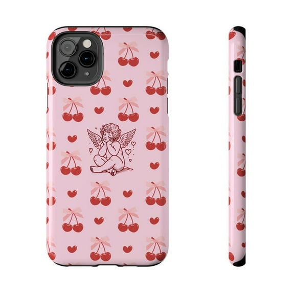 Cupid and Cherries Valentines Day Phone Case for iPhone 11 12 13 14 15 ...
