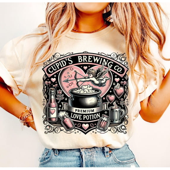 Cupid's Brewing T-Shirt Retro Valentine, Valentines Day Sublimation ...