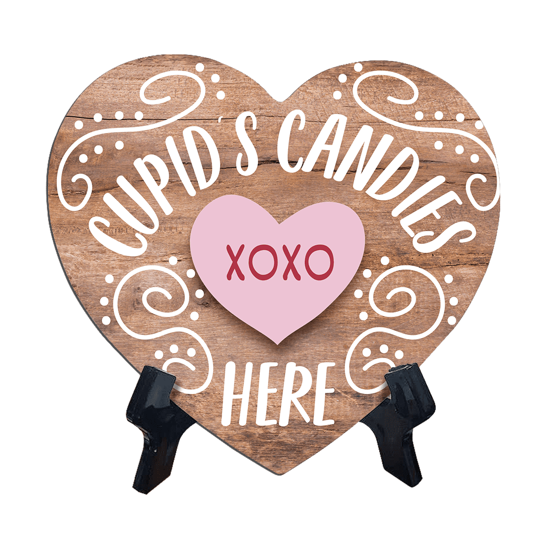 Cupid's Candies Here Heart Shape Table Sign (6x5.4) | Loving ...