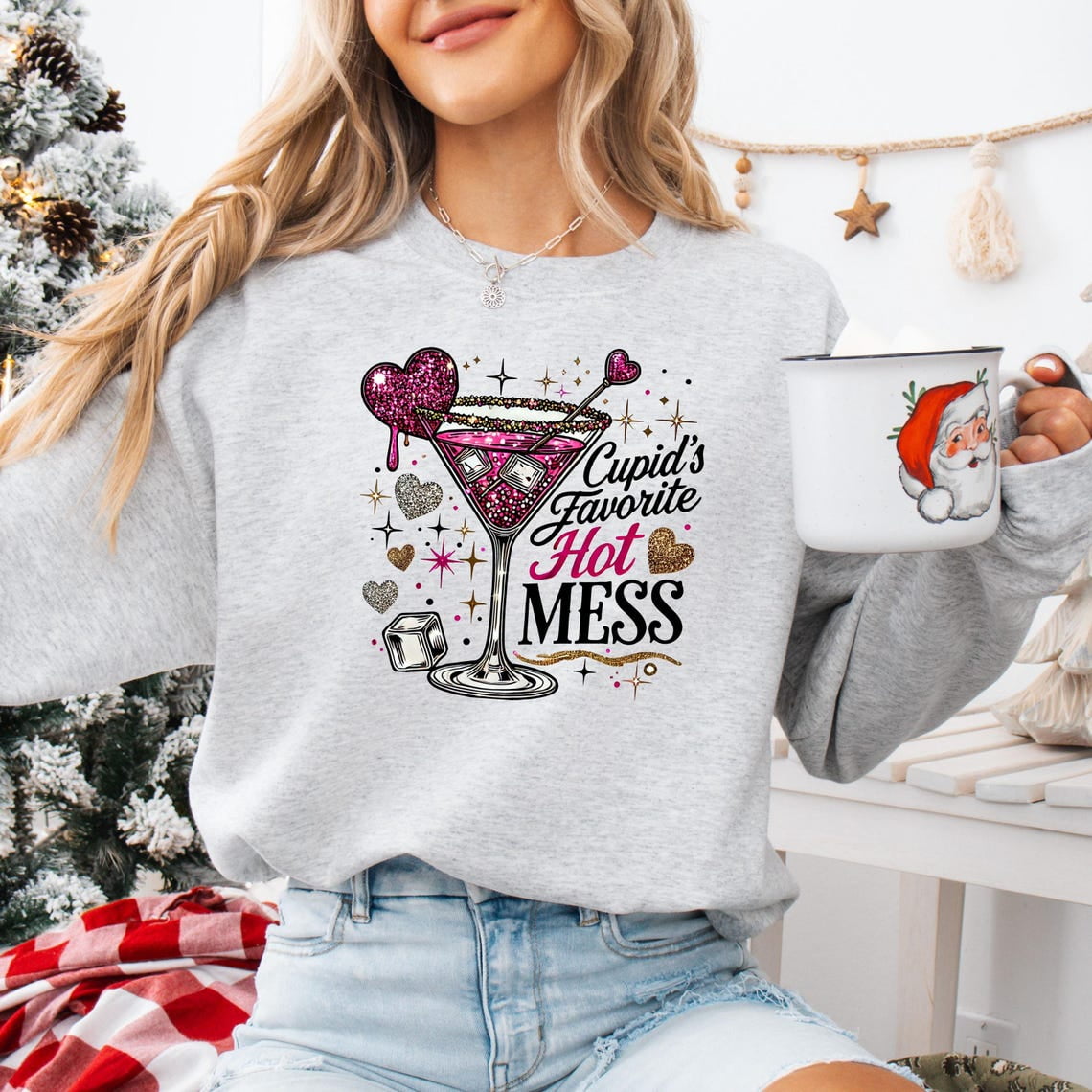Cupid's Favorite Hot Mess Sweatshirt, Valentines Party Sweater ...