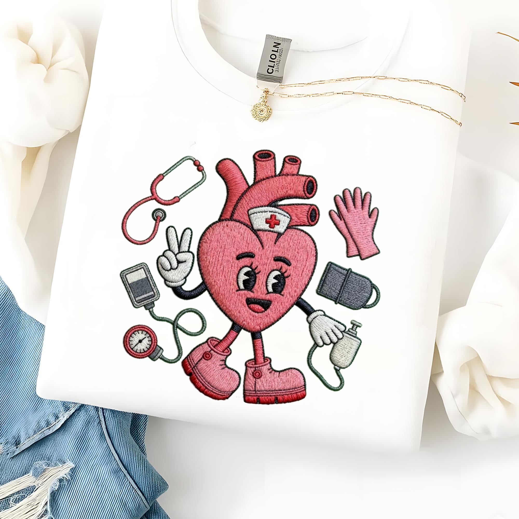 Cupid’s Favorite Nurse Embroidery , Valentine Nurse Crewneck Machine ...