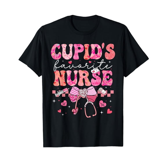 Cupid's Favorite Nurse Heart T-Shirt - Playful & Colorful Design with ...
