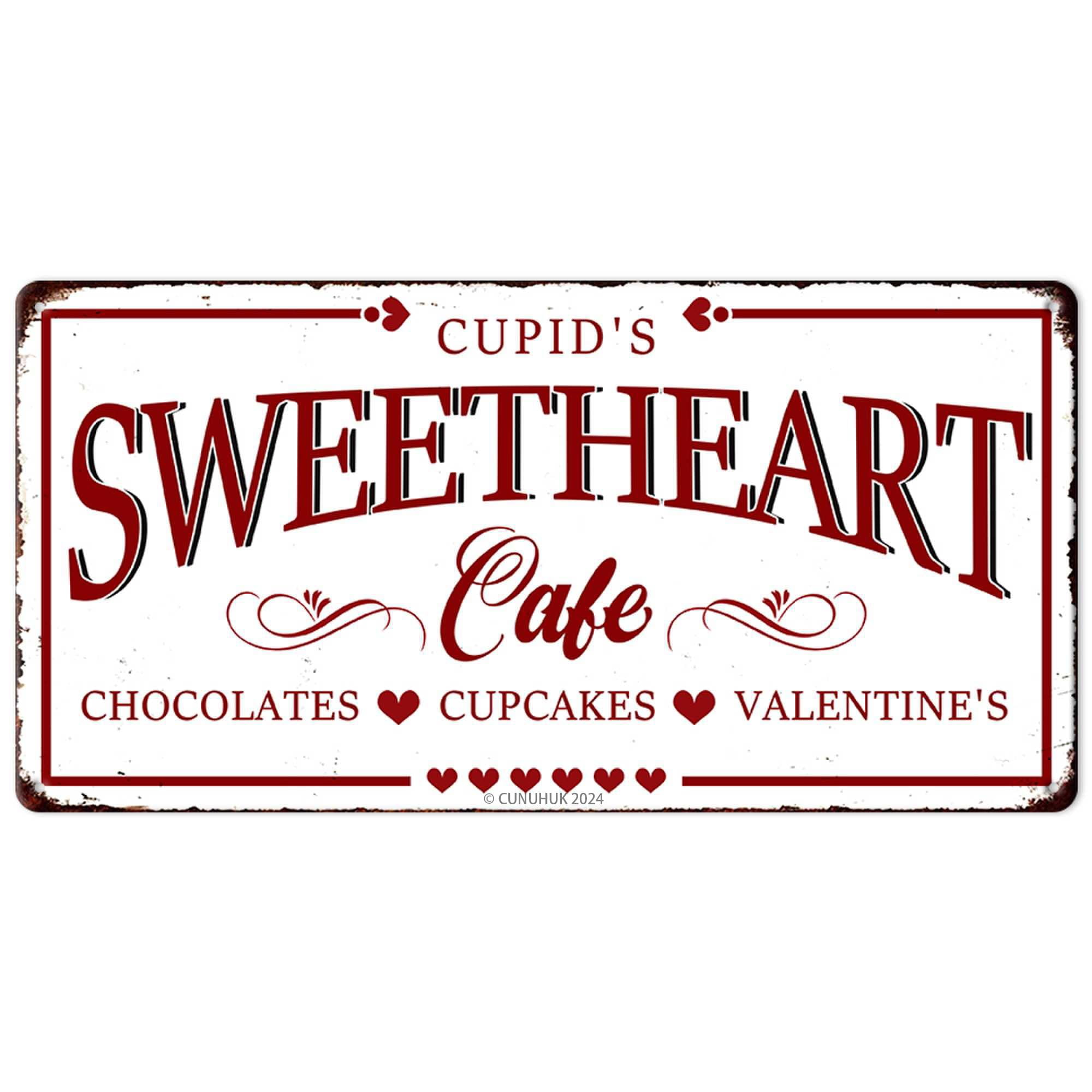 Cupid's Sweetheart Cafe Metal Tin Signs Valentine's Day Wall Art ...