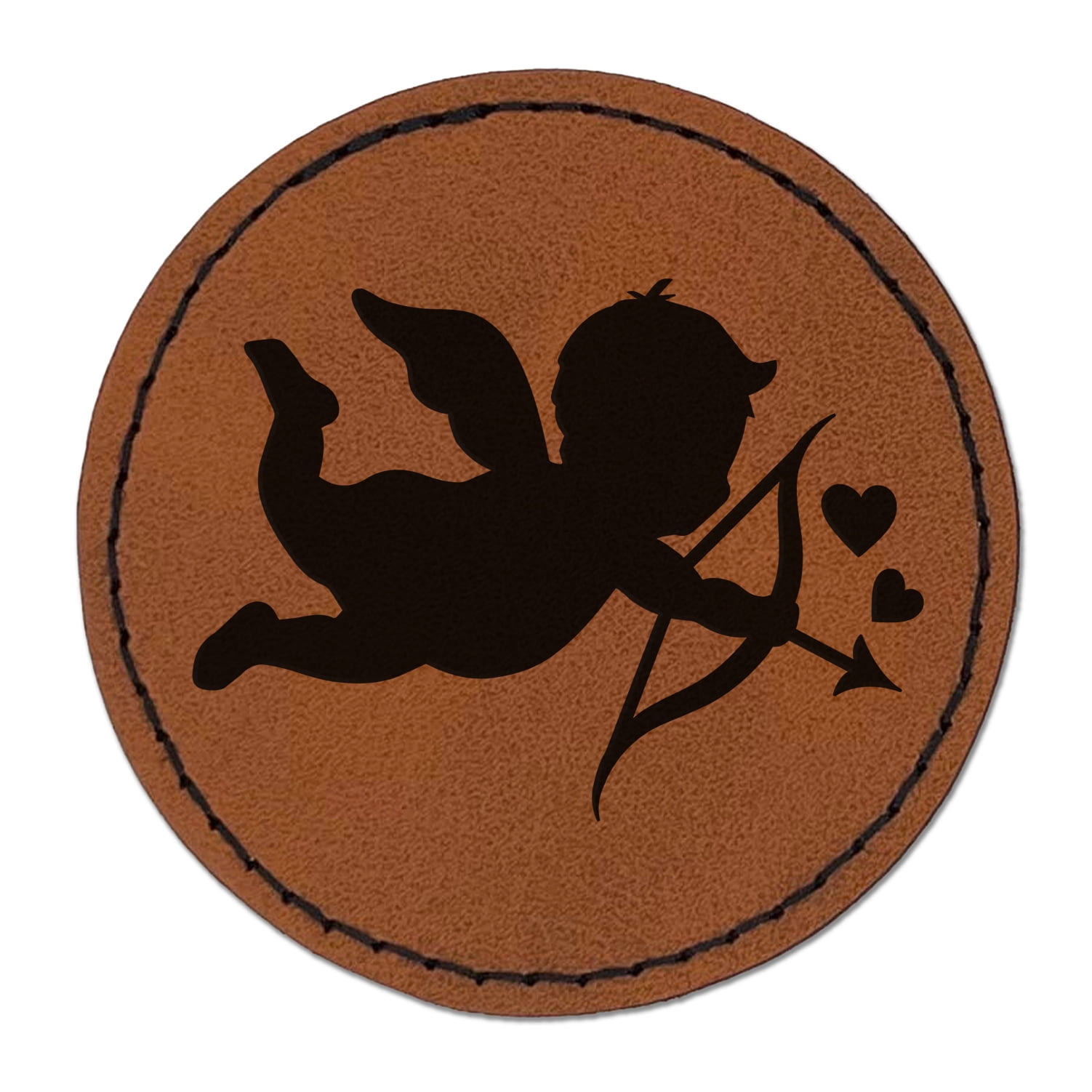 Cupid with Arrow Hearts Valentine's Day Silhouette 2.5" Faux Leather ...