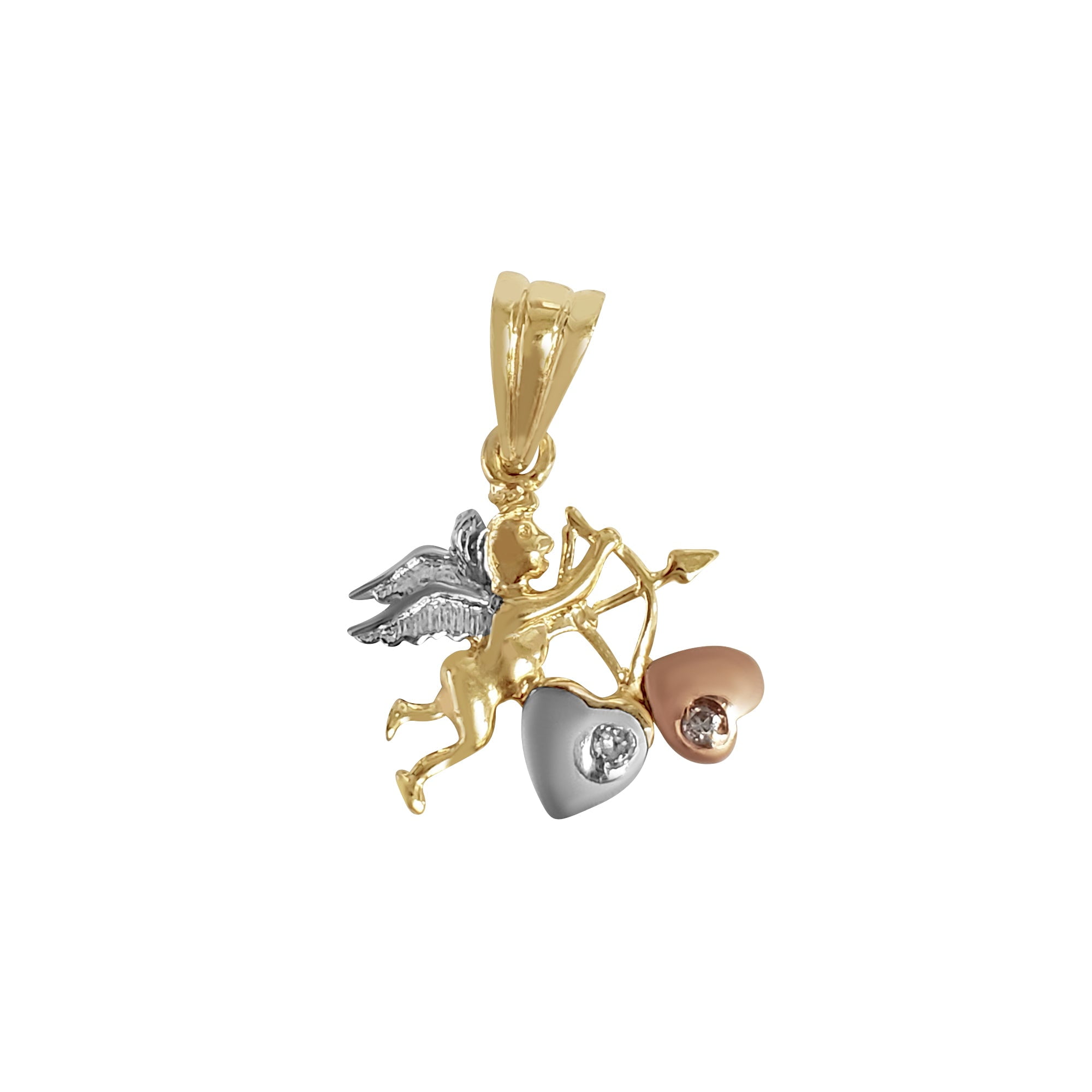 Cupid with Bow & Arrow 14k Rose, Yellow & White Gold Charm/Pendant ...
