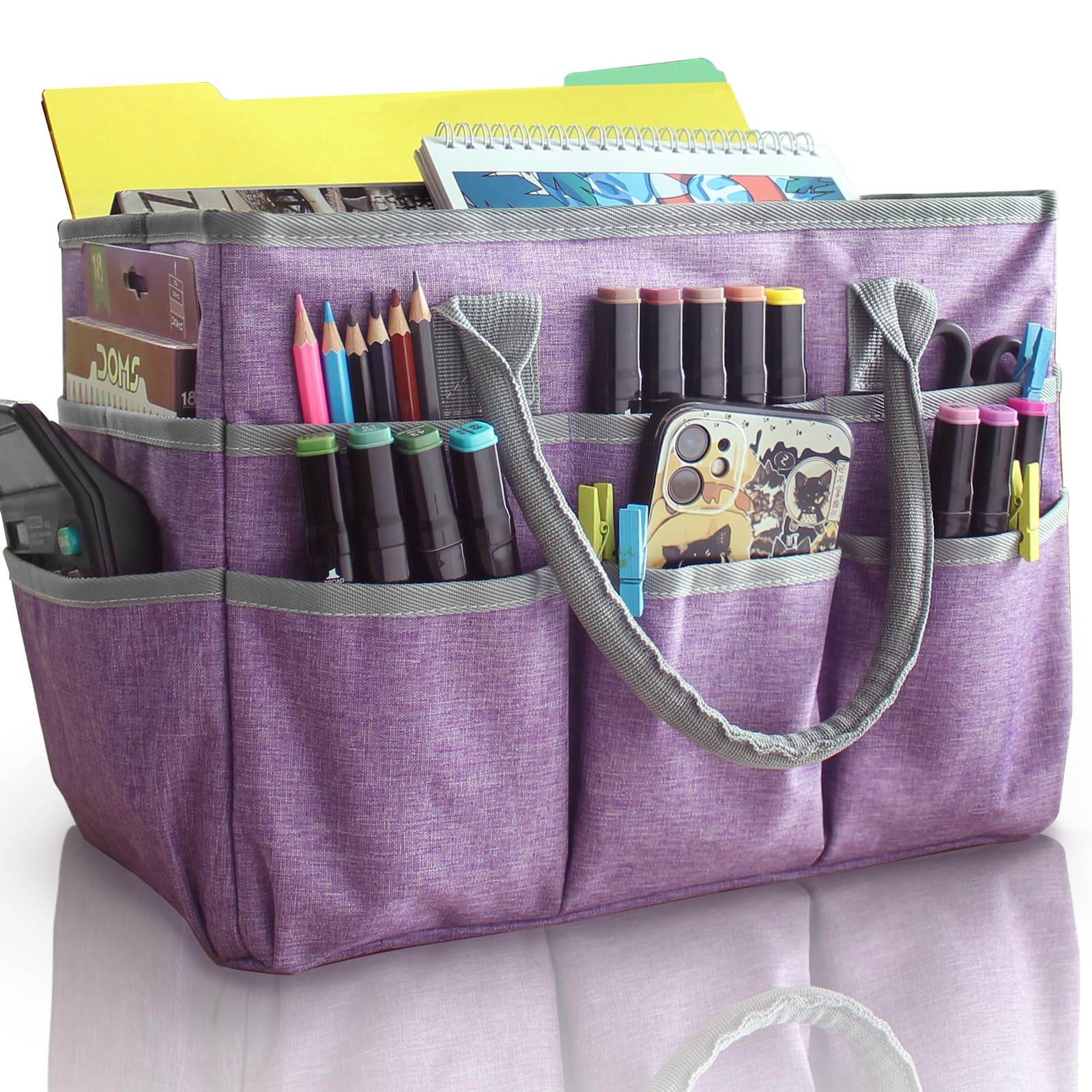 Cupohus Art Organizer Craft Storage Tote Bag with Pockets and Handles ...