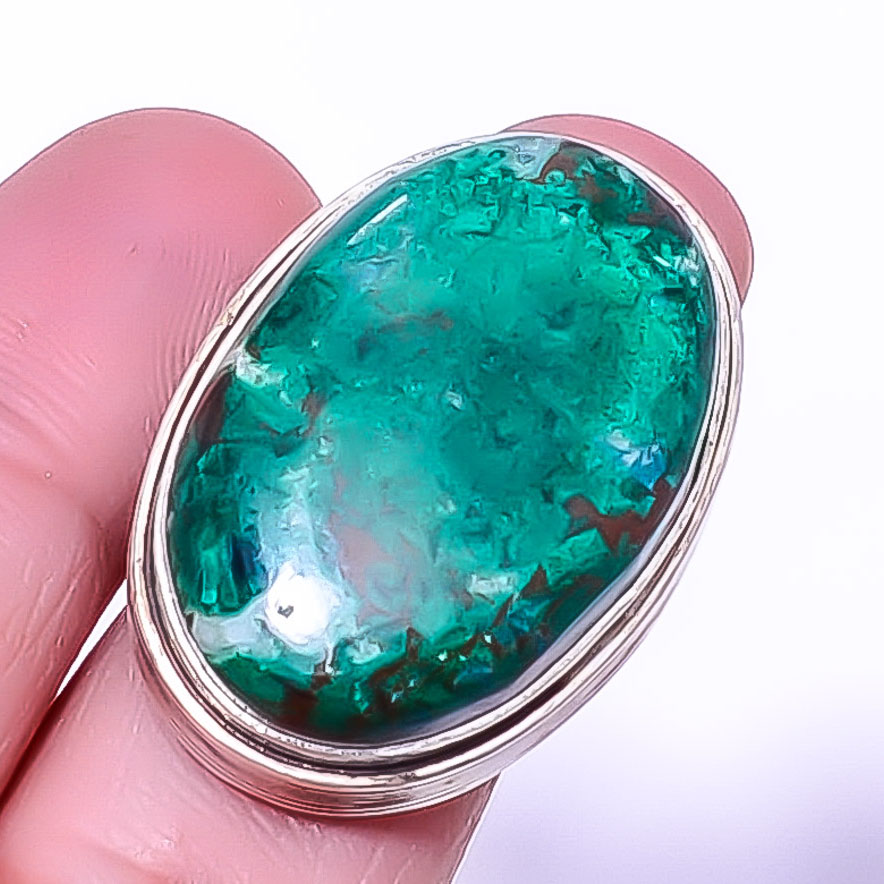 Cuprite Chrysocolla - Africa Gemstone 925 Sterling Silver Ring s.7.5 ...